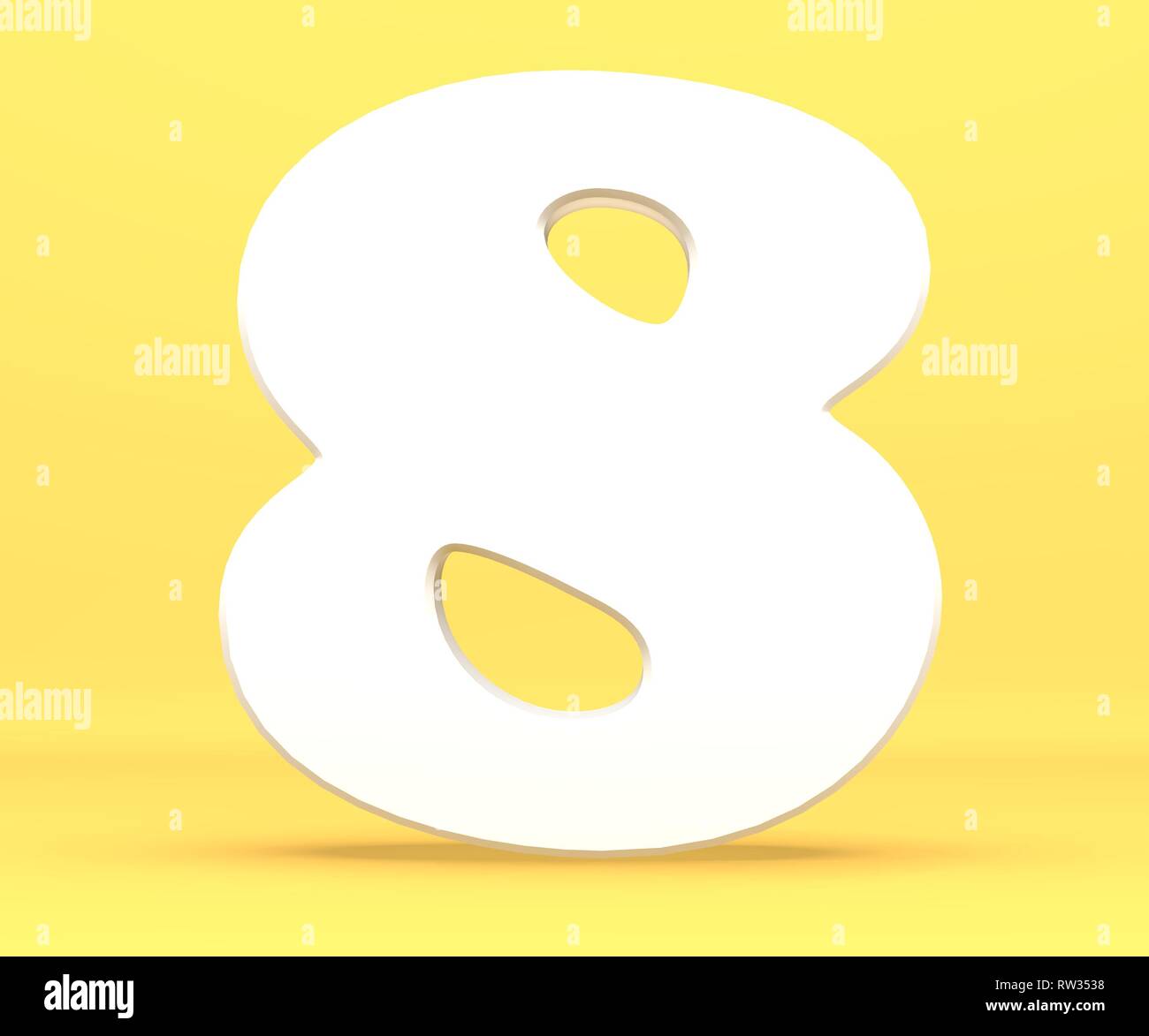 3d rendering illustration. White paper digit alphabet character 8 eight ...