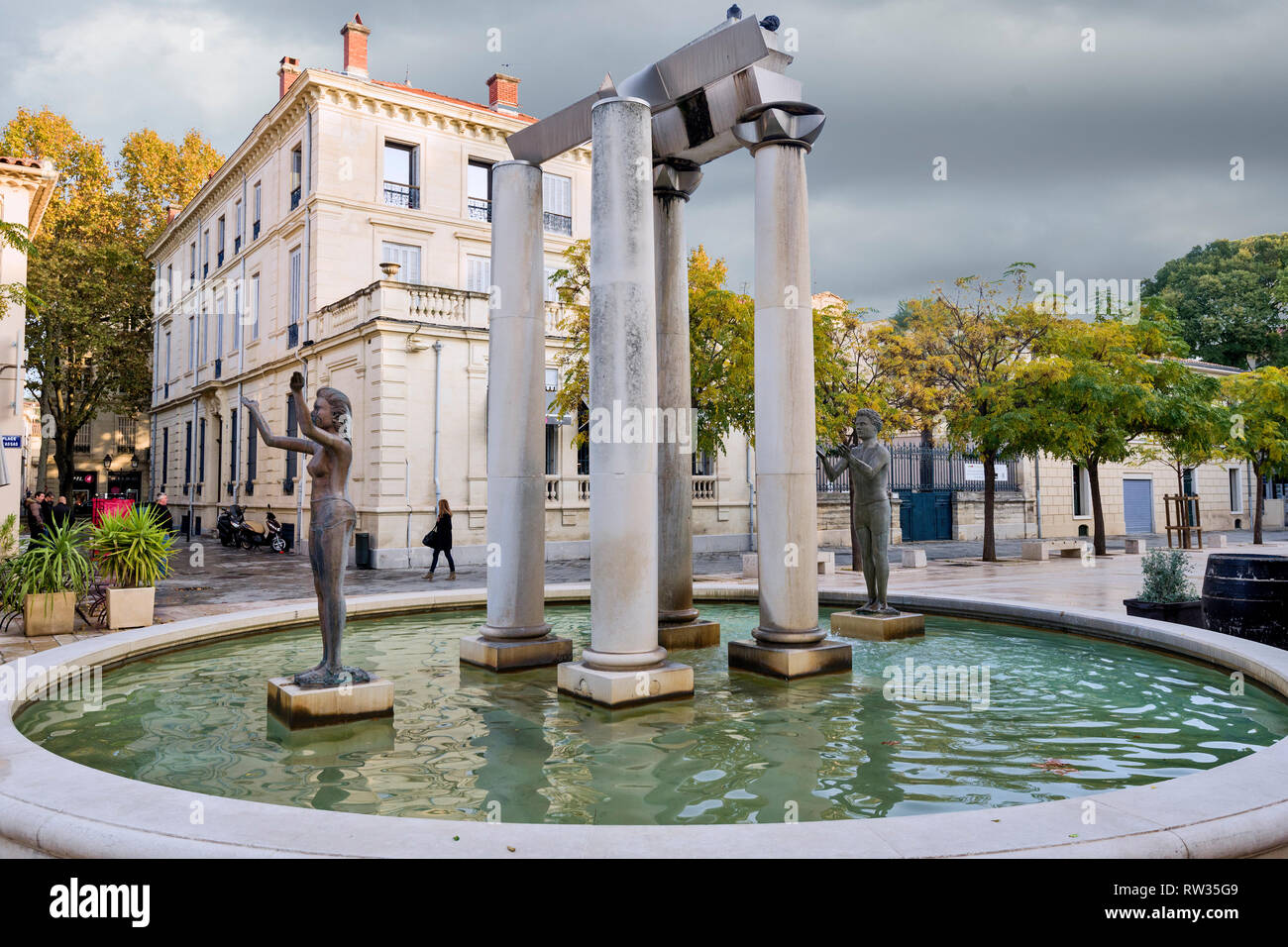 Modern statue and fountains by the sculptor Martial Raysse, on the ...