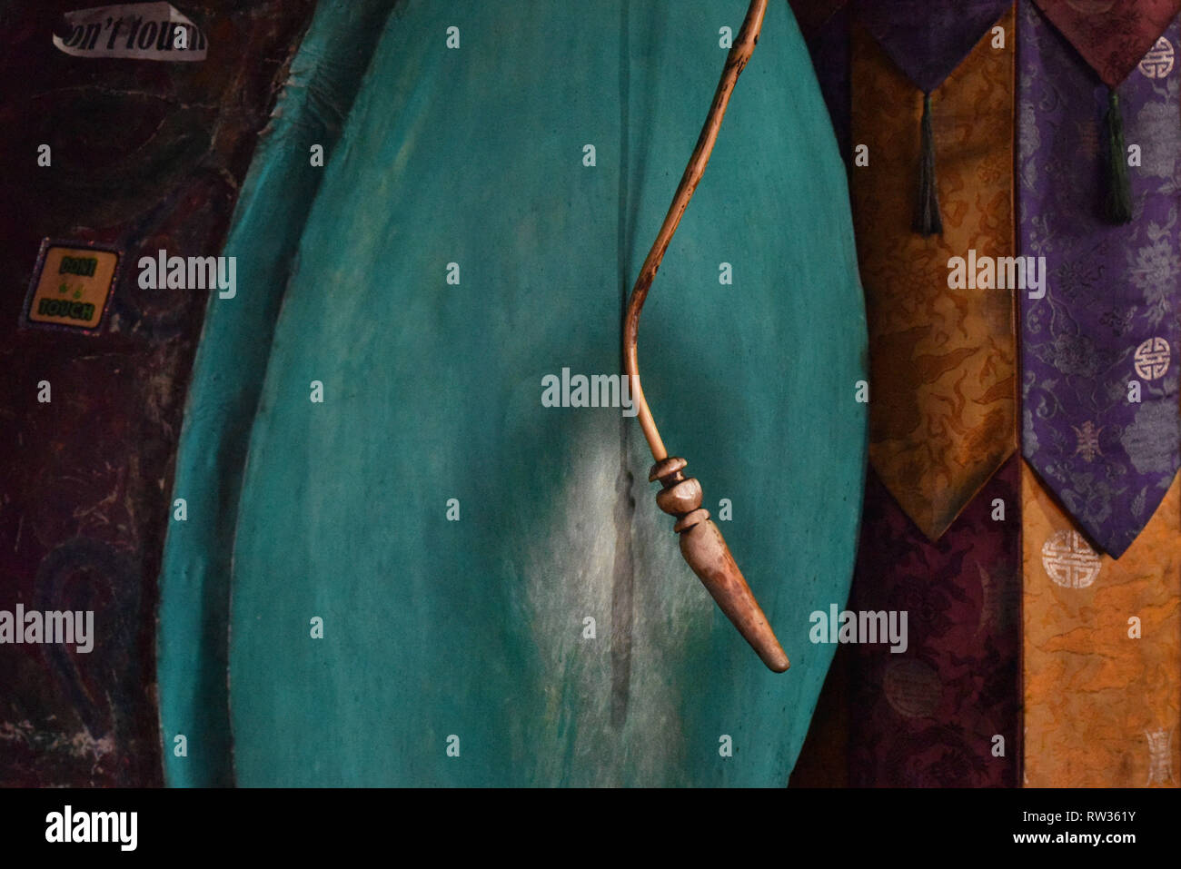 Traditional Buddhist prayer drum for conducting service in the ...