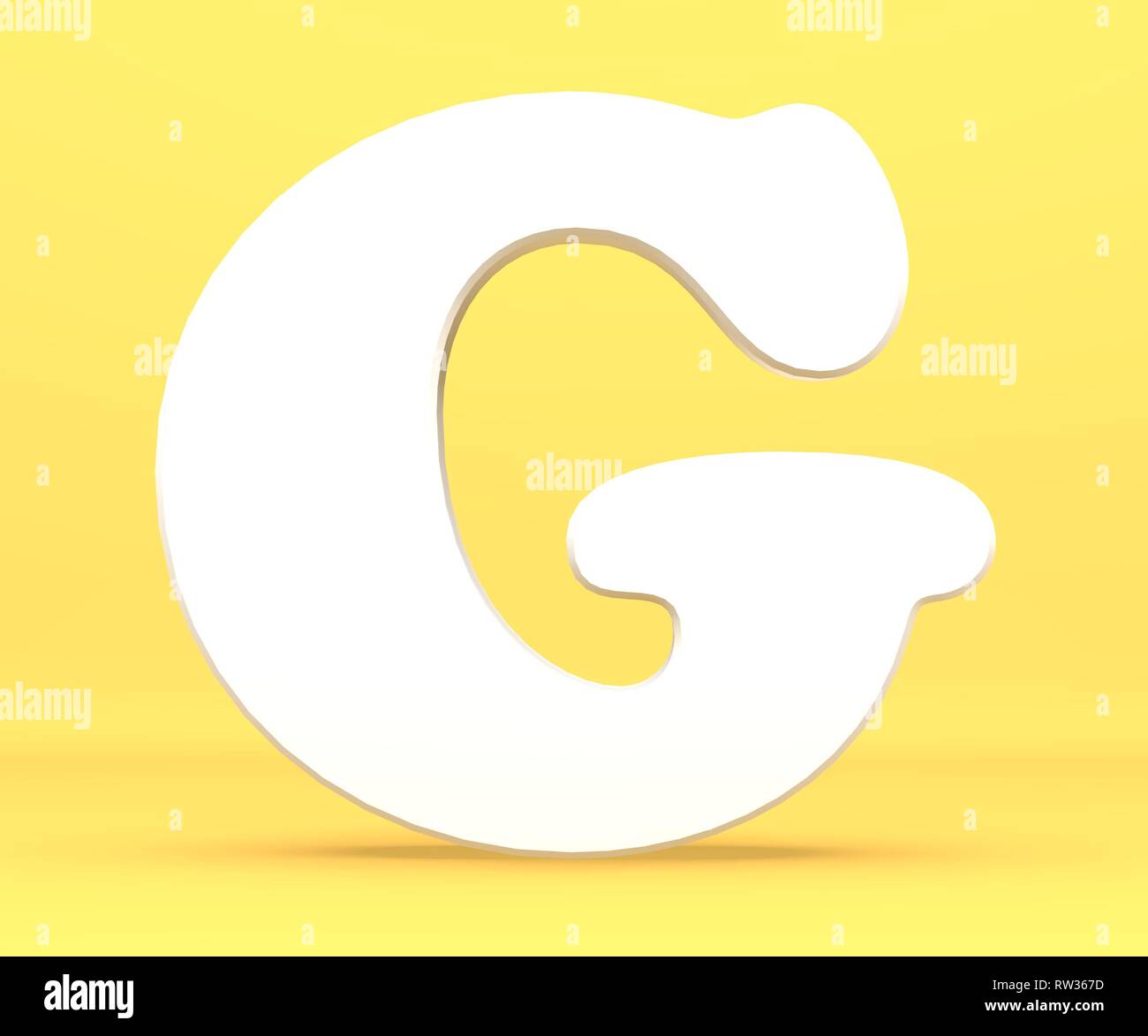 3d rendering illustration. White paper letter alphabet character G font ...