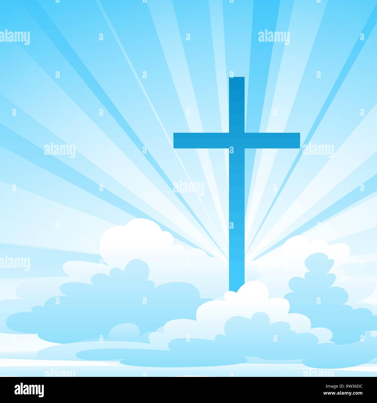 Easter illustration. Greeting card with cross and clouds Stock Vector ...