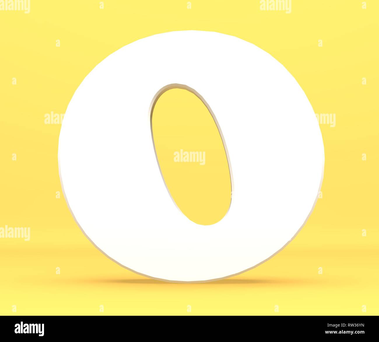 3d rendering illustration. White paper letter alphabet character O font ...