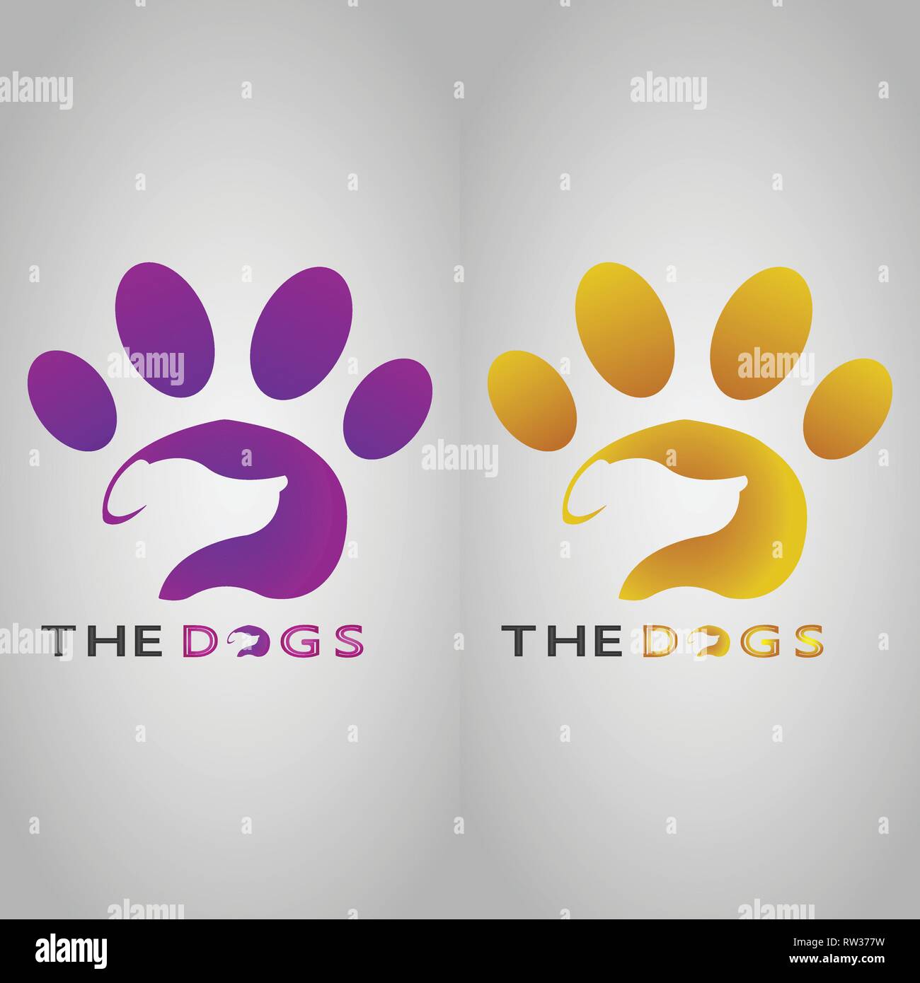 This logo shows a dog with its footprint as the background. This logo ...