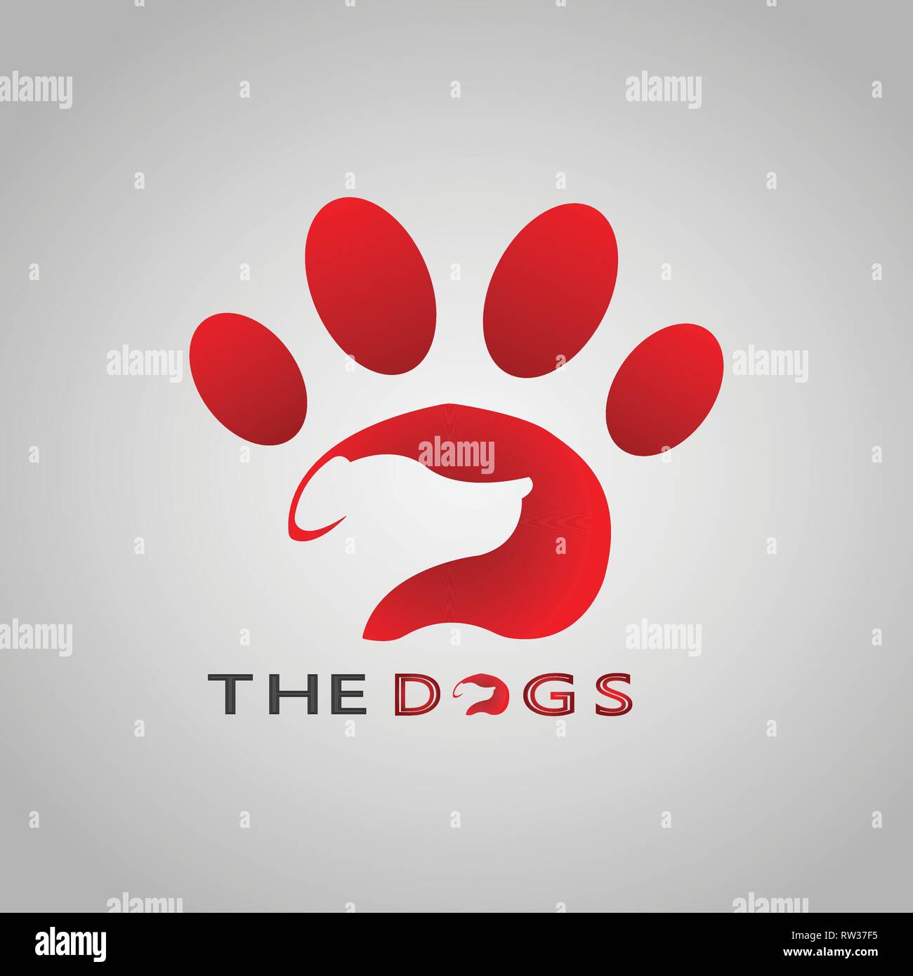 This logo shows a dog with its footprint as the background. This logo ...