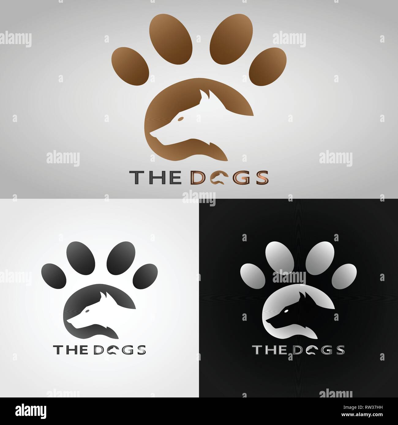 This logo shows a dog with its footprint as the background. This logo ...