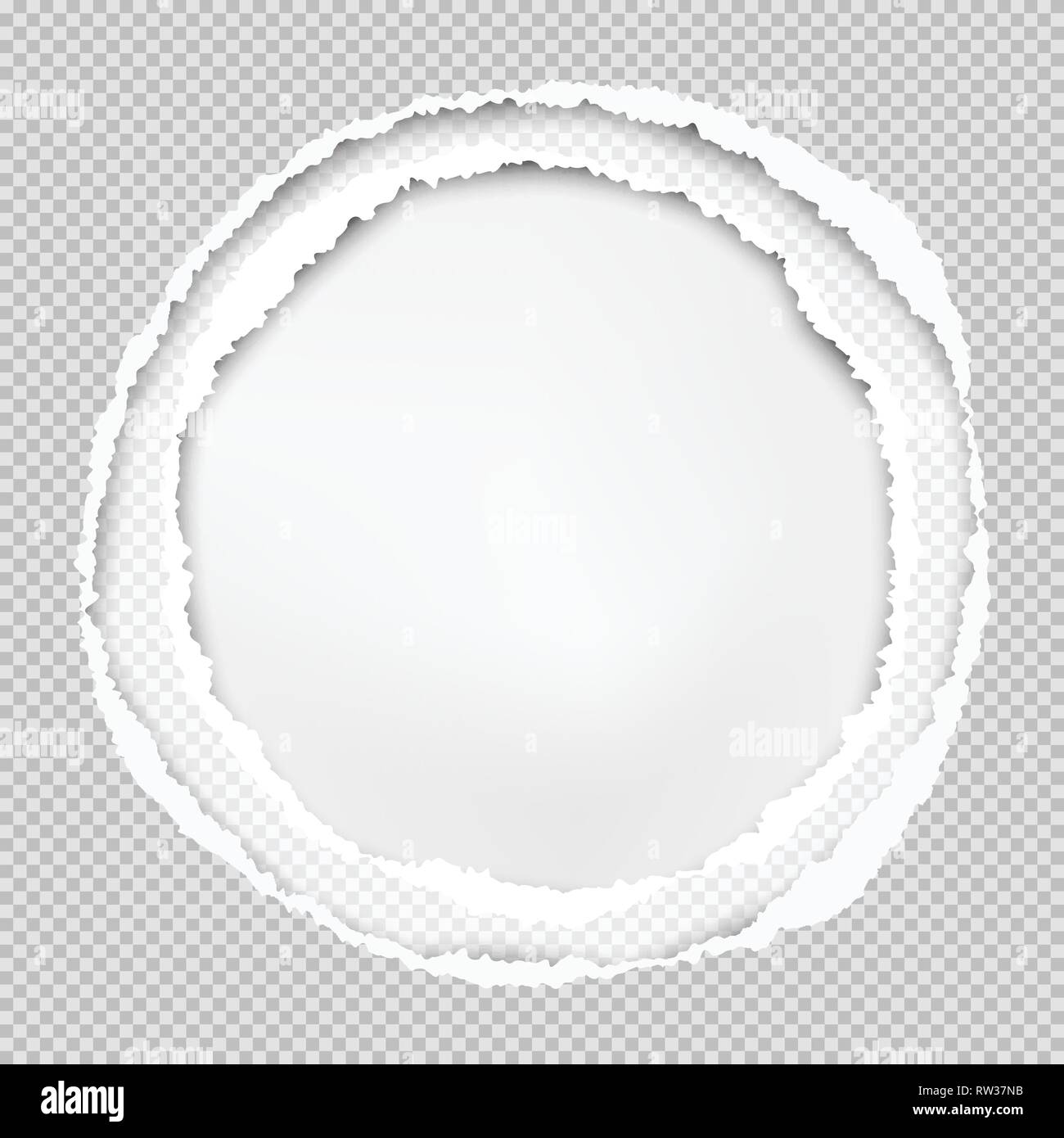 Squared grey paper, round composition with torn edges and soft shadow ...