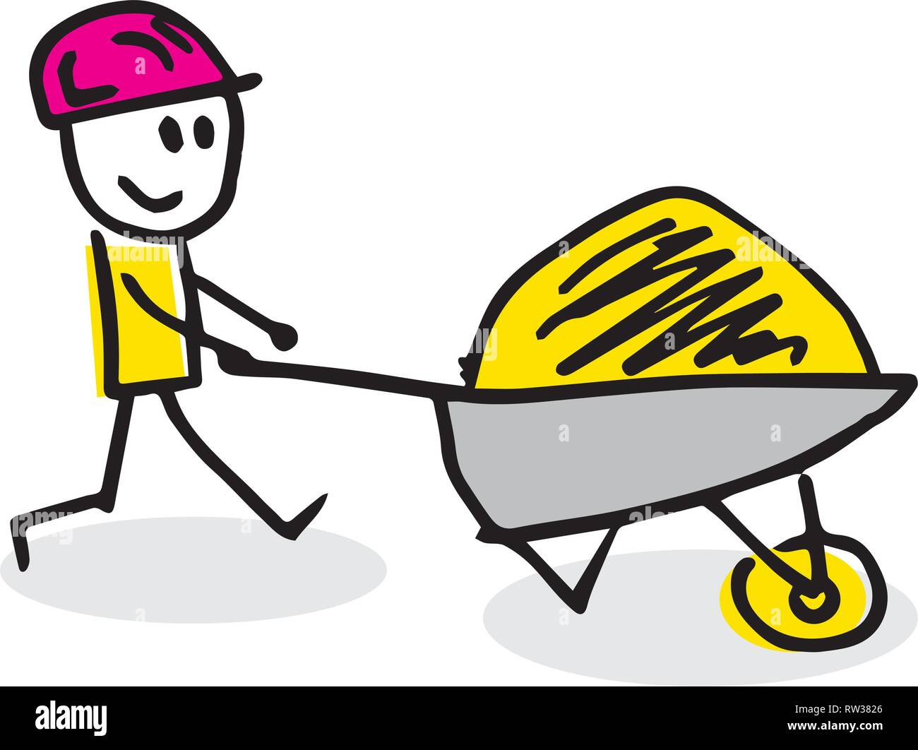 Creative vector drawing of stick figure with cart Stock Vector Image ...