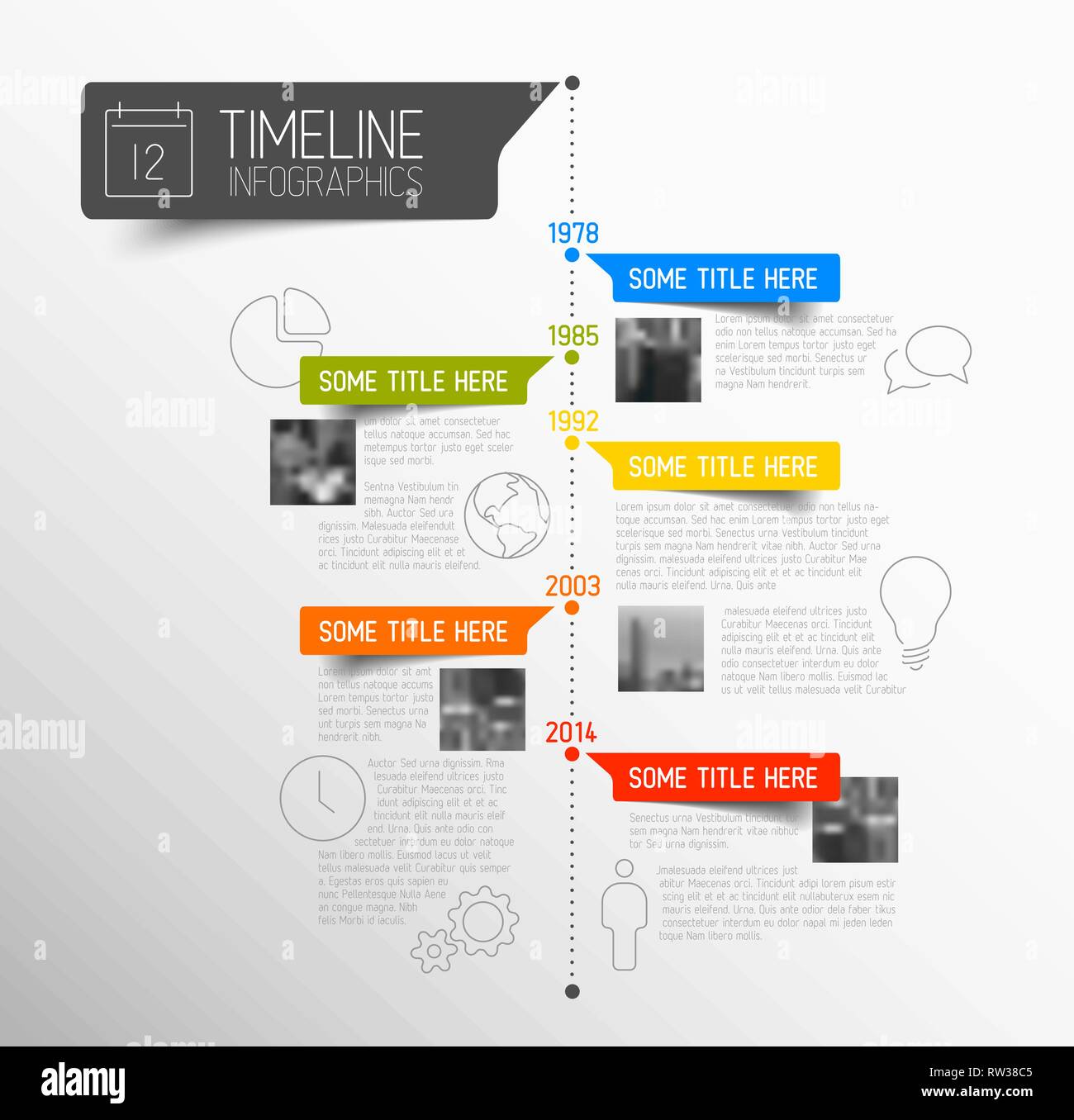 Vector Infographic timeline report template with icons, labels and ...