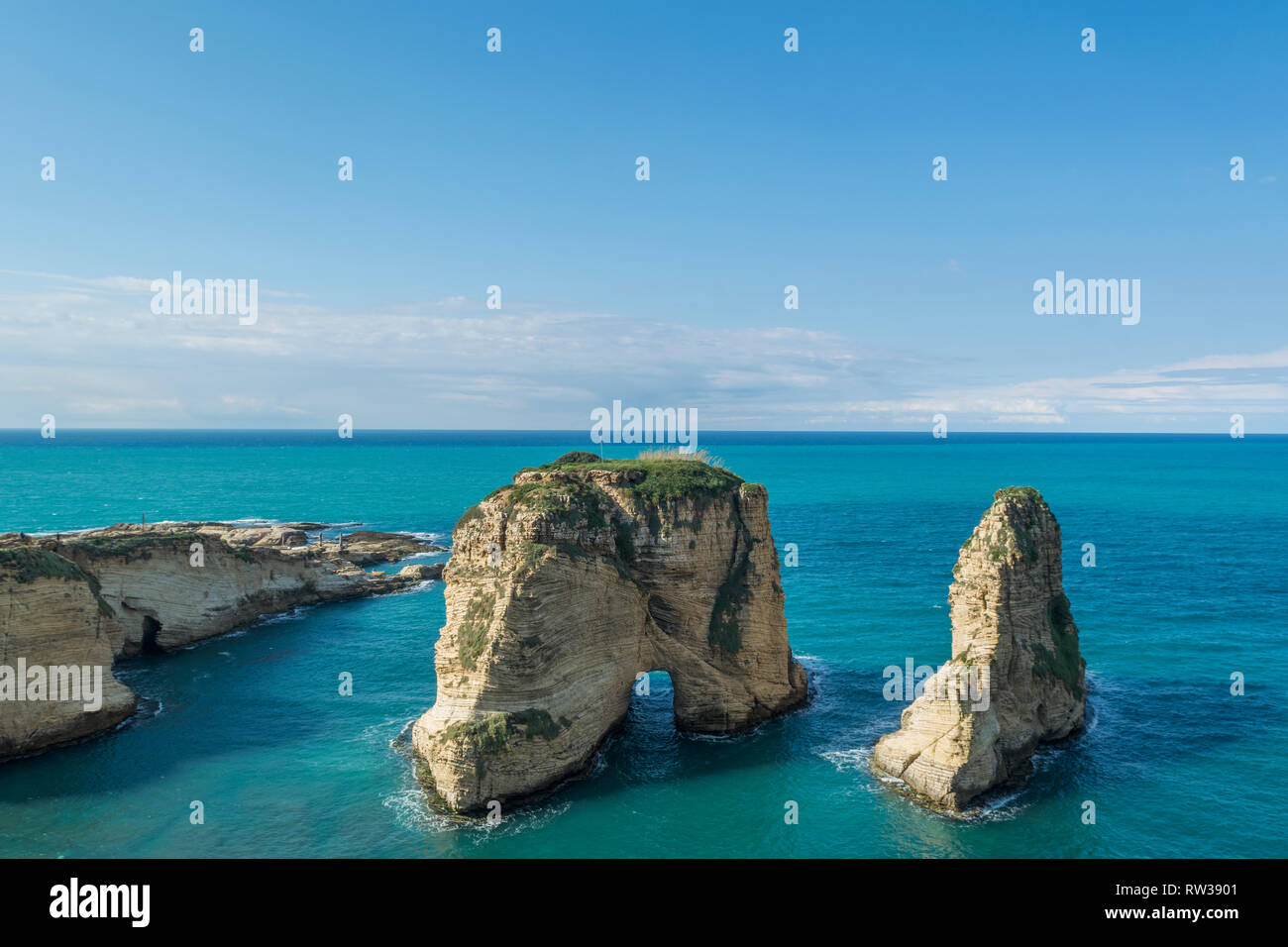 Raouche or Pigeons Rock Beirut Lebanon Stock Photo - Alamy