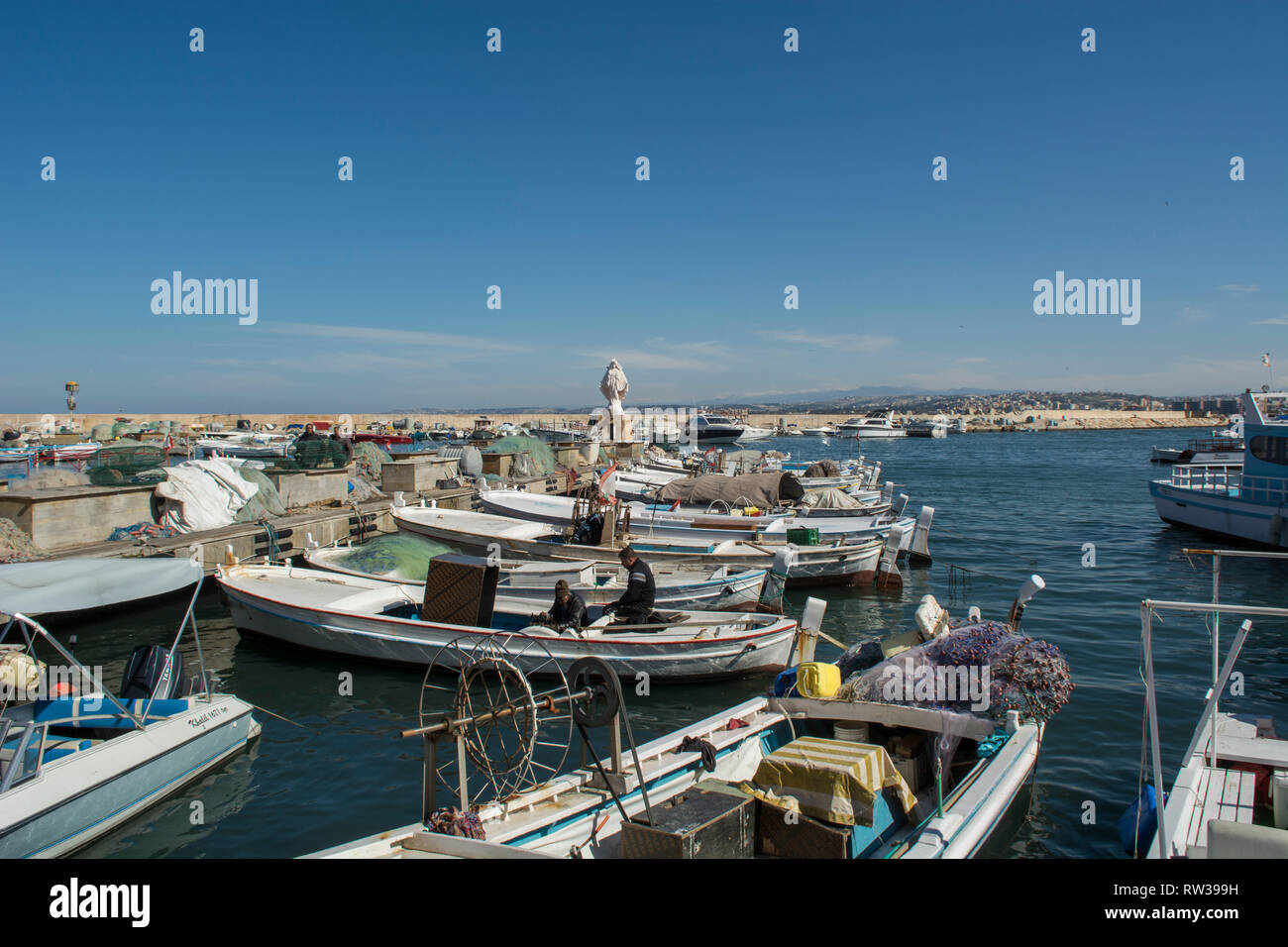 Tyre fishing harbor Lebanon Middle East Stock Photo - Alamy