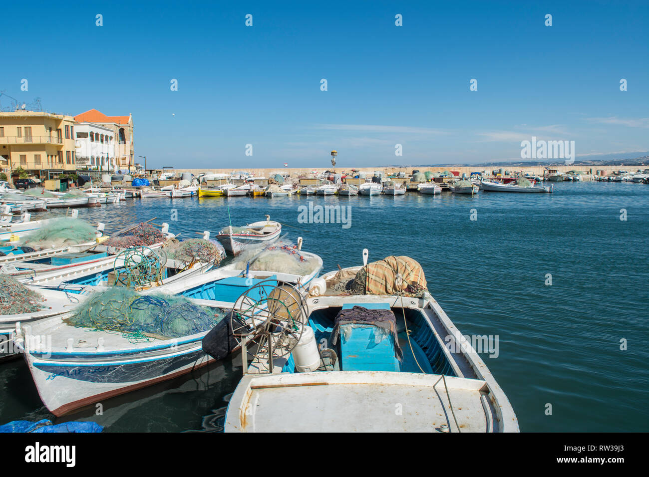 Tyre fishing harbor Lebanon Middle East Stock Photo - Alamy