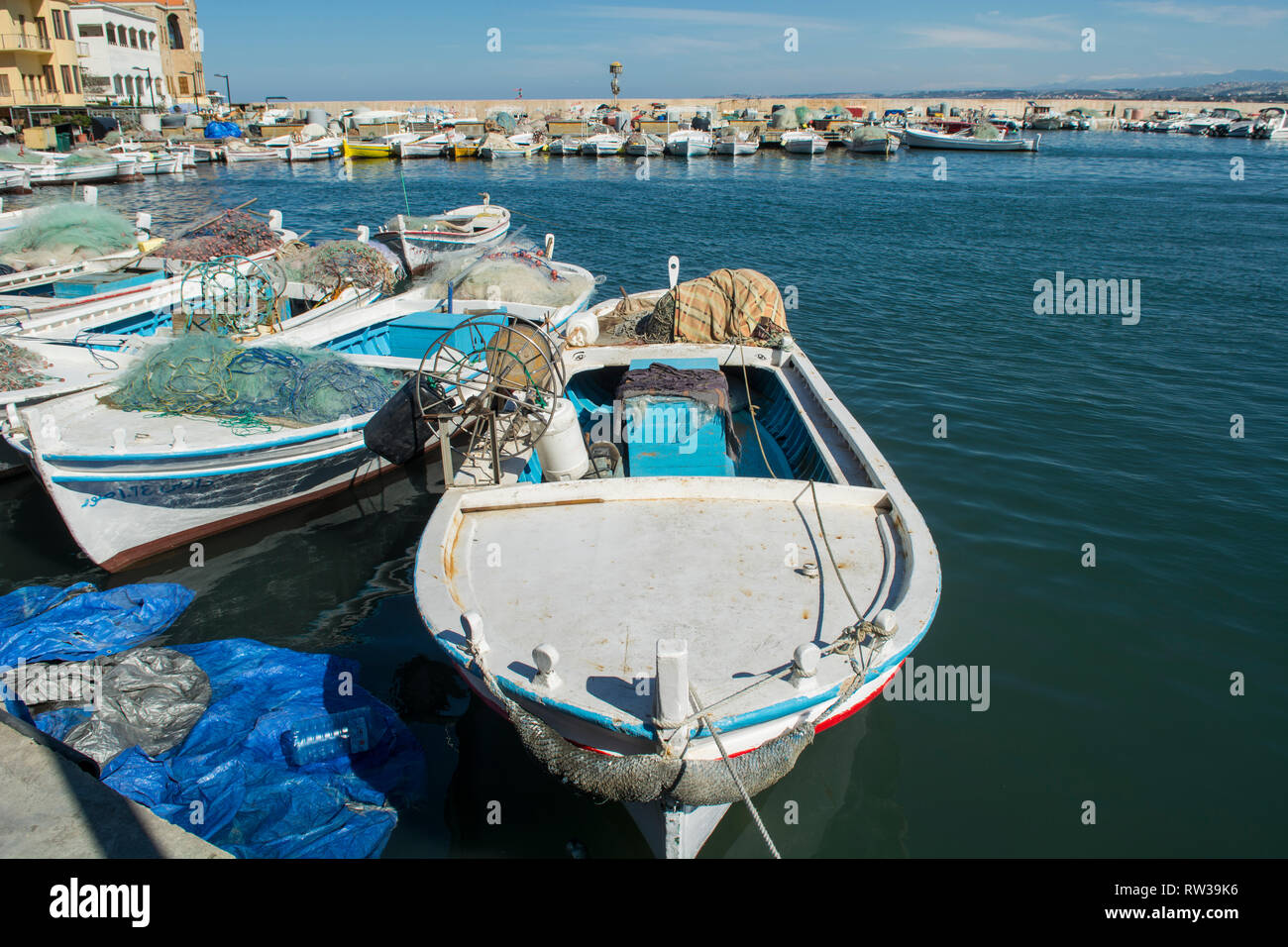 Tyre fishing harbor Lebanon Middle East Stock Photo - Alamy