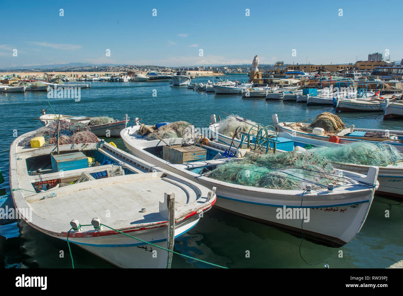 Tyre fishing harbor Lebanon Middle East Stock Photo - Alamy