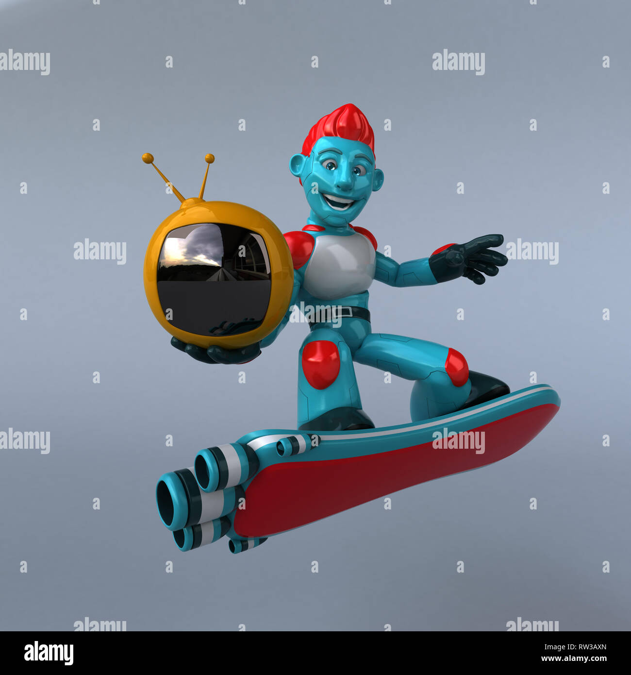 Red Robot - 3D Illustration Stock Photo - Alamy