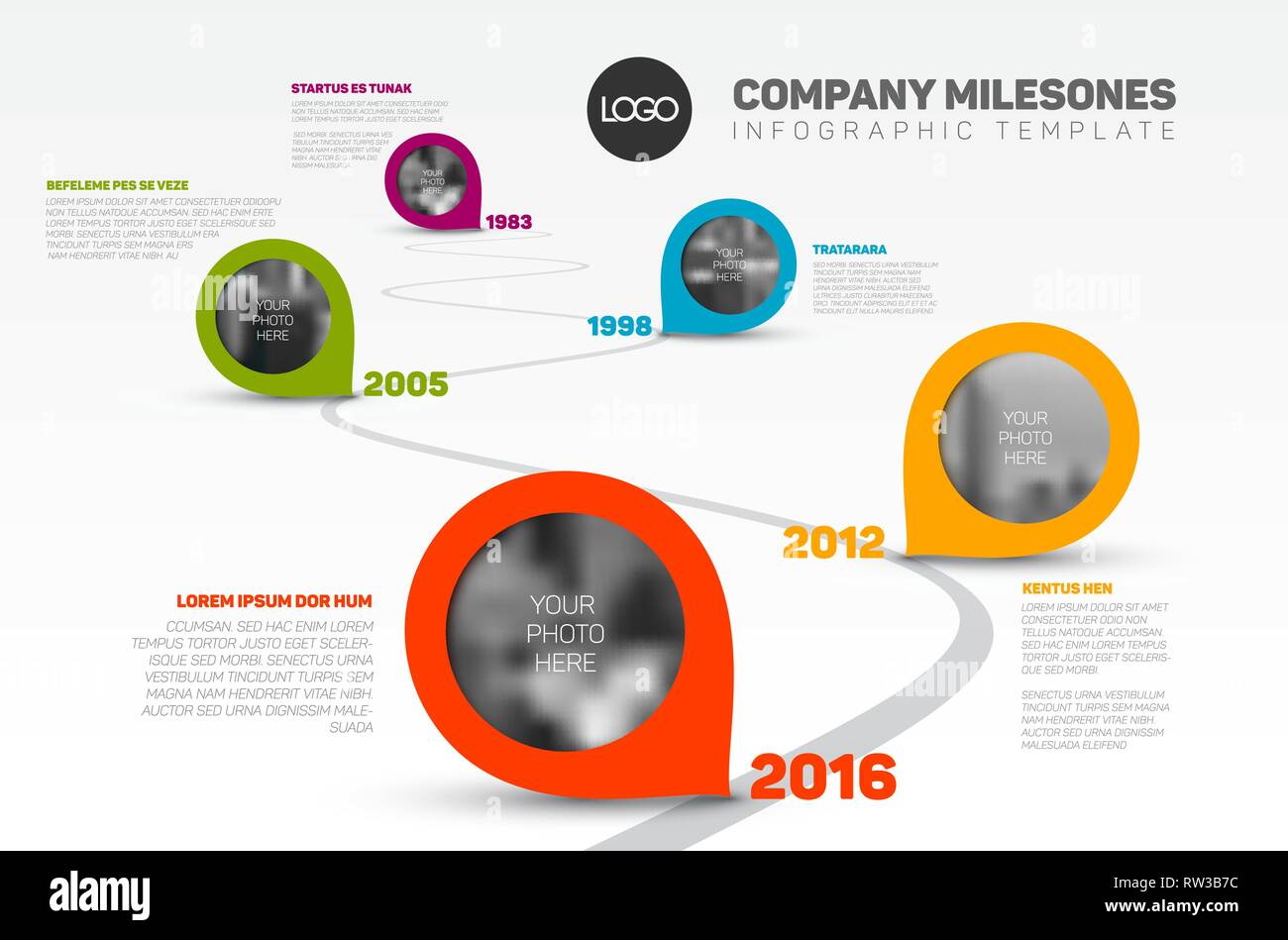 Vector Infographic Company Milestones Timeline Template with pointers ...