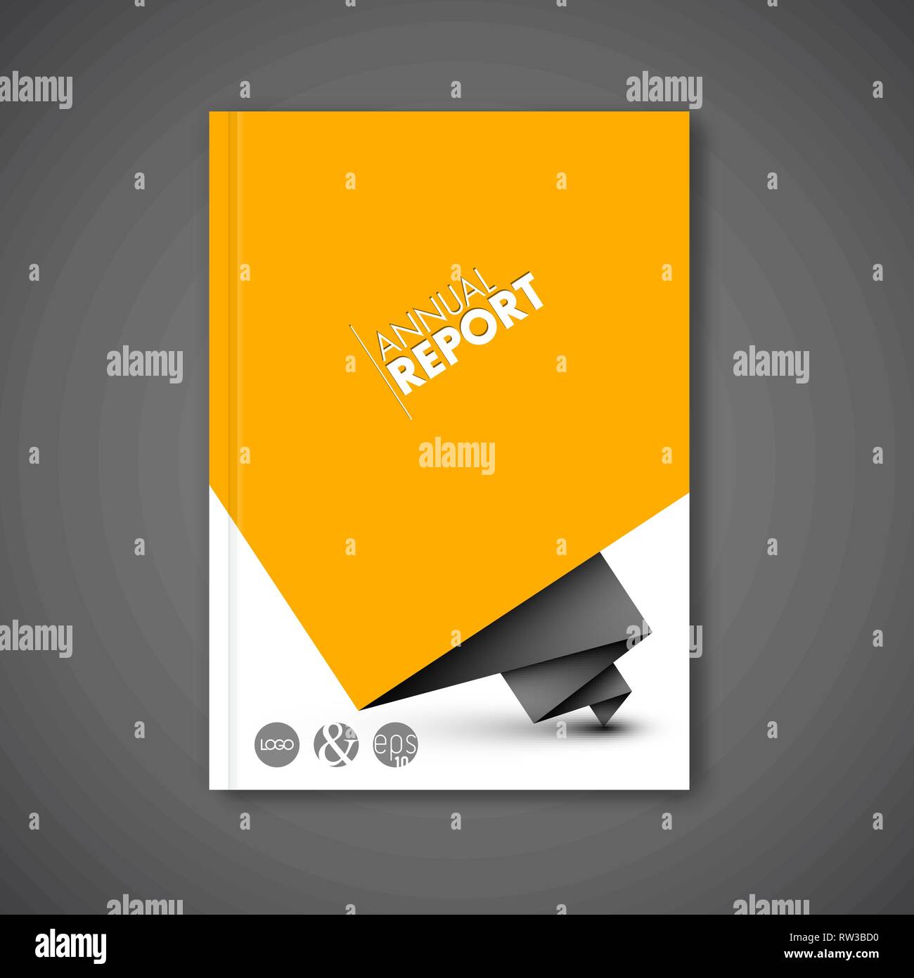Modern Annual report Vector Abstract design template with yellow paper ...