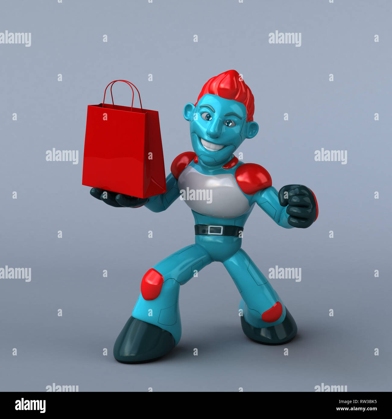 Red Robot - 3D Illustration Stock Photo - Alamy