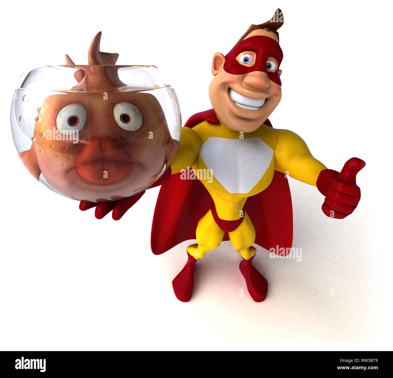 Fun superhero - 3D Illustration Stock Photo - Alamy
