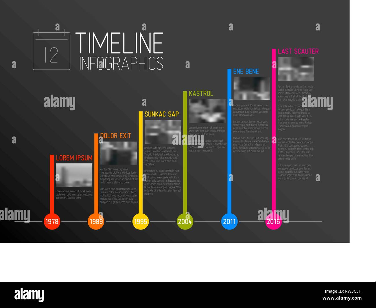 Vector colorful Infographic typographic timeline report template with ...