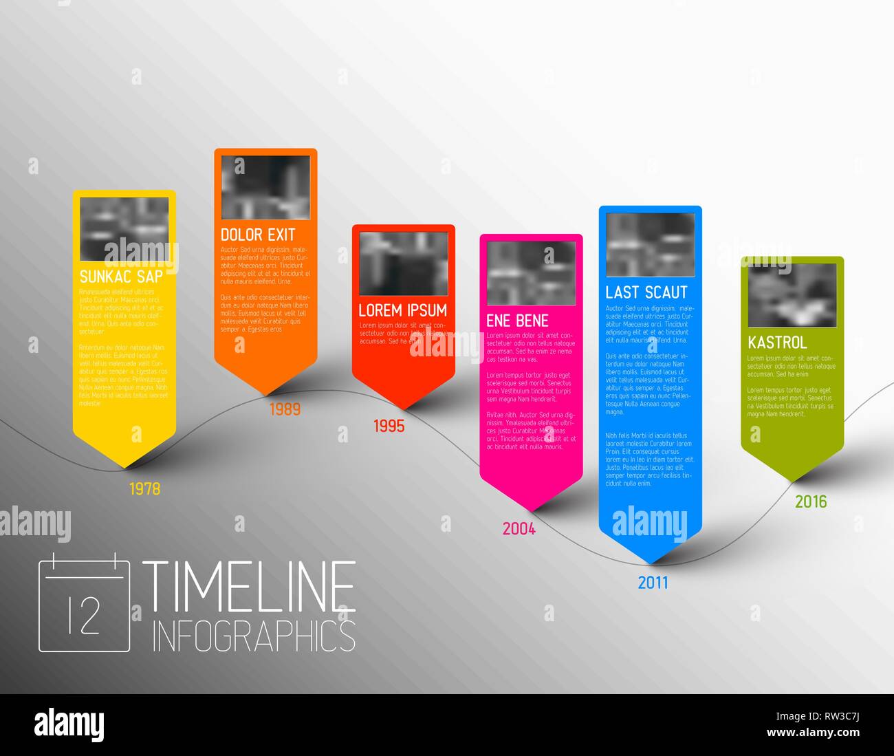 Vector colorful Infographic typographic timeline report template with ...
