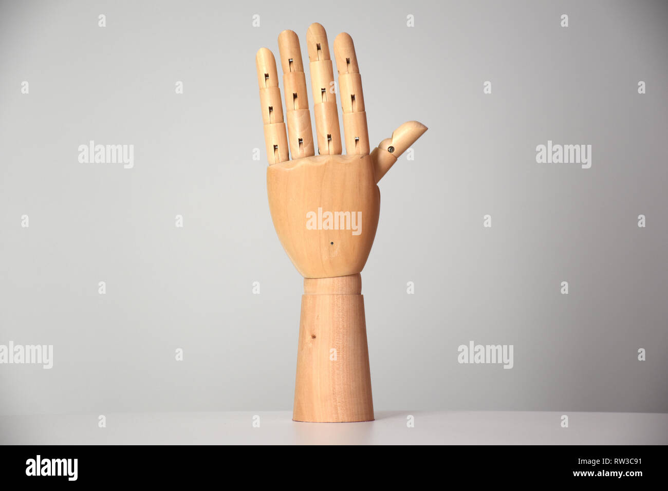 View of the back of an open wooden hand Stock Photo - Alamy