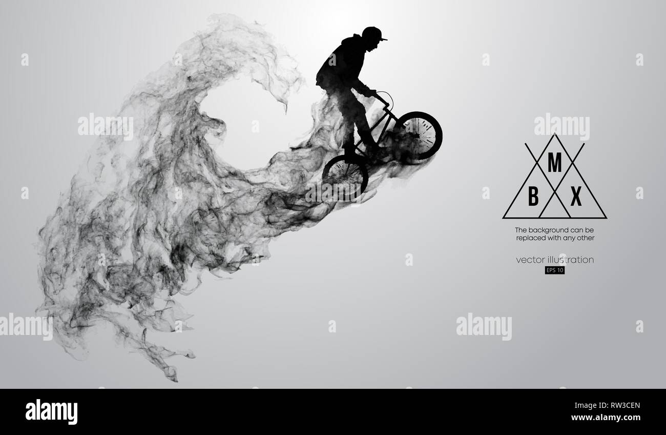 Abstract silhouette of a bmx rider on the white background from ...