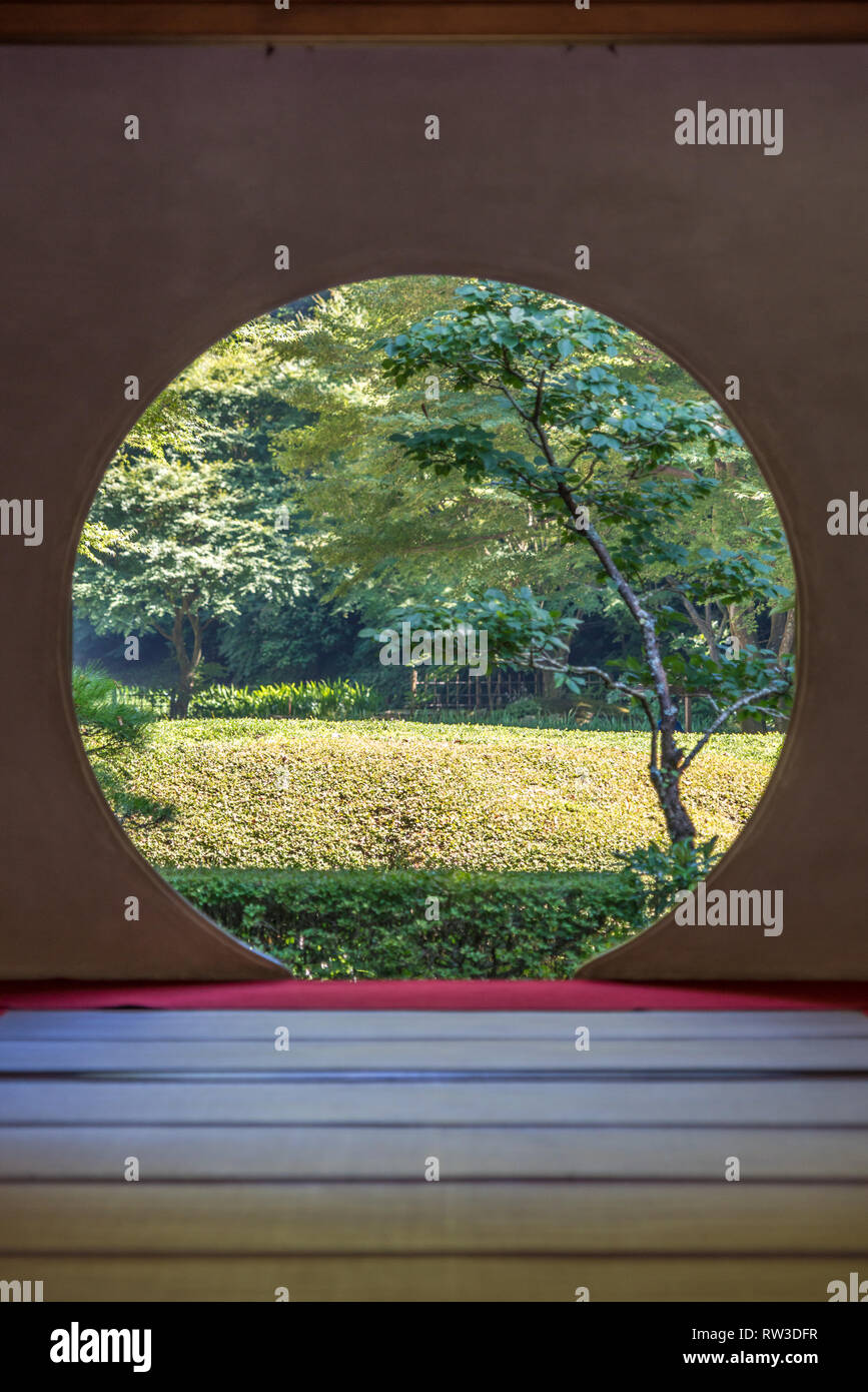 Kamakura, Kanagawa, Japan - August 9, 2017 : Beautiful round window ...
