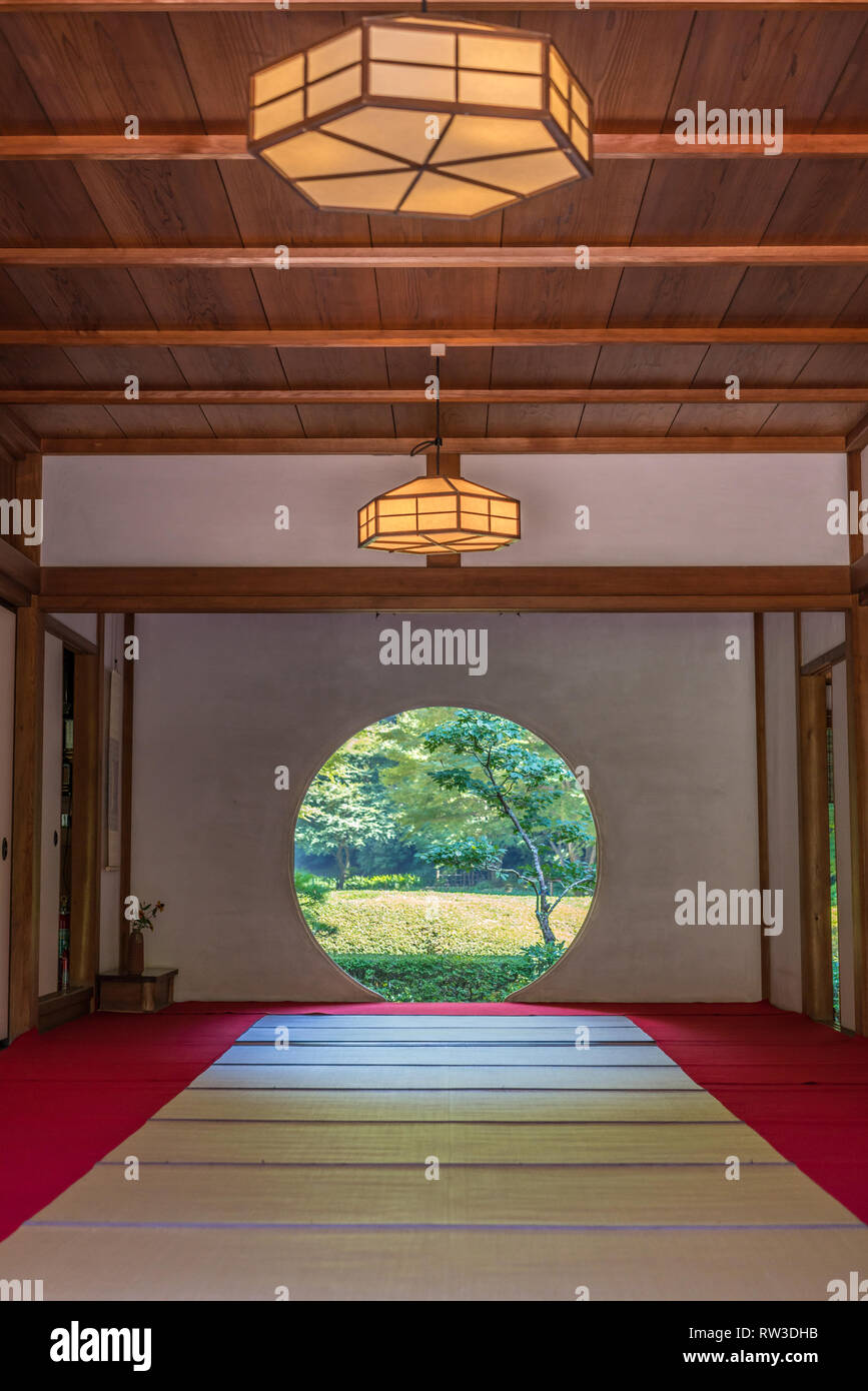 Kamakura, Kanagawa, Japan - August 9, 2017 : Beautiful round window ...