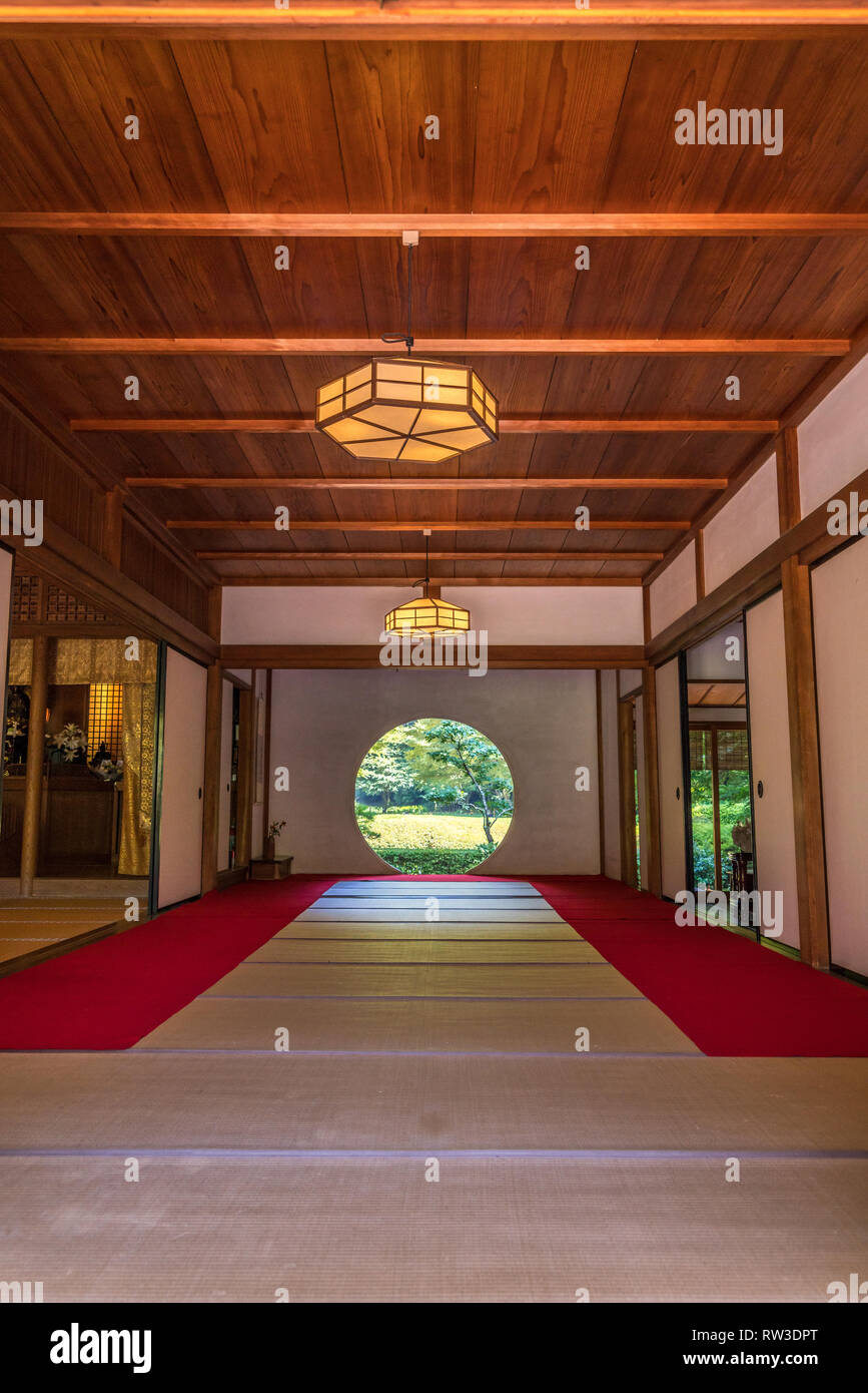 Kamakura, Kanagawa, Japan - August 9, 2017 : Beautiful round window ...