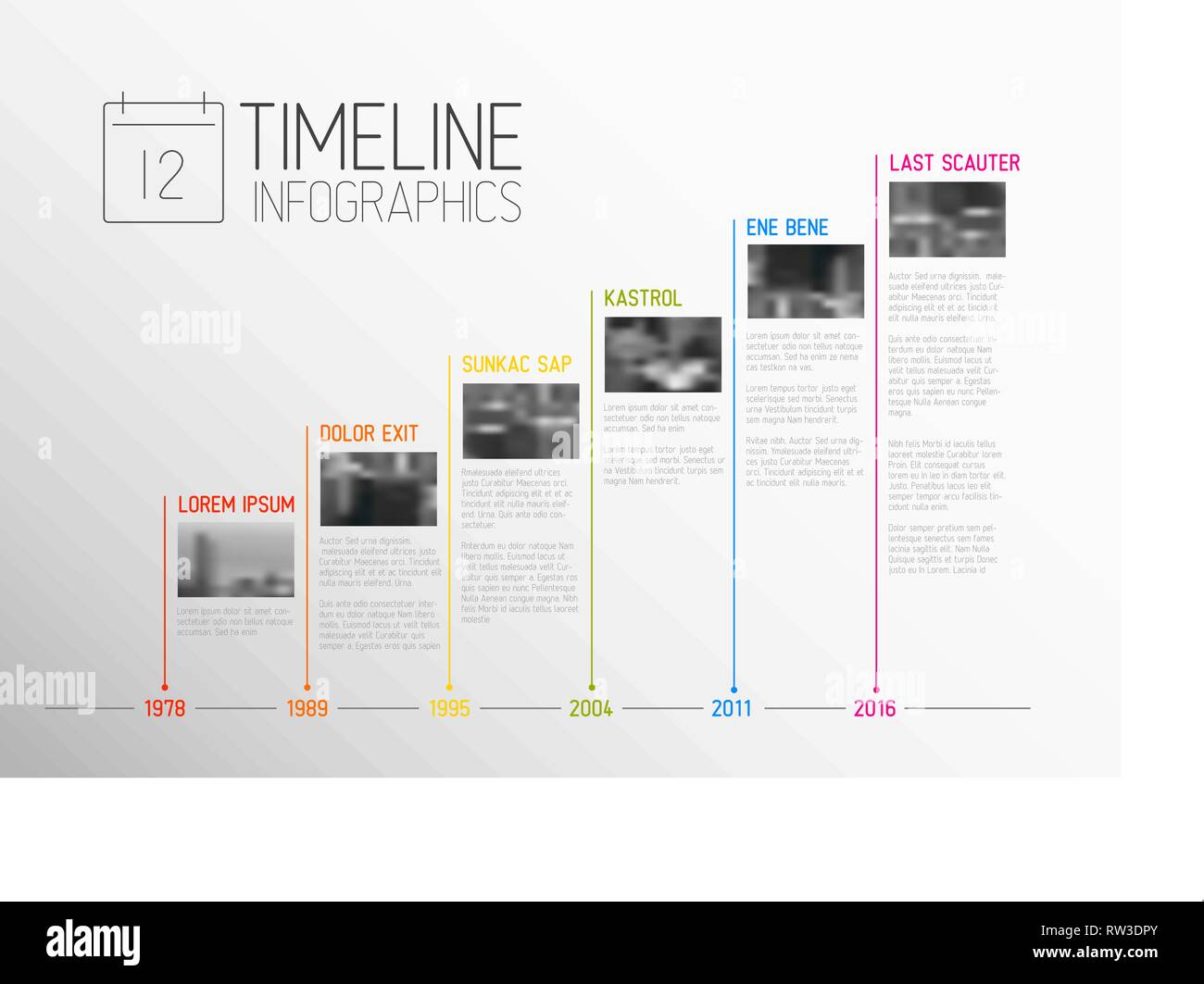 Vector colorful Infographic typographic timeline report template with ...