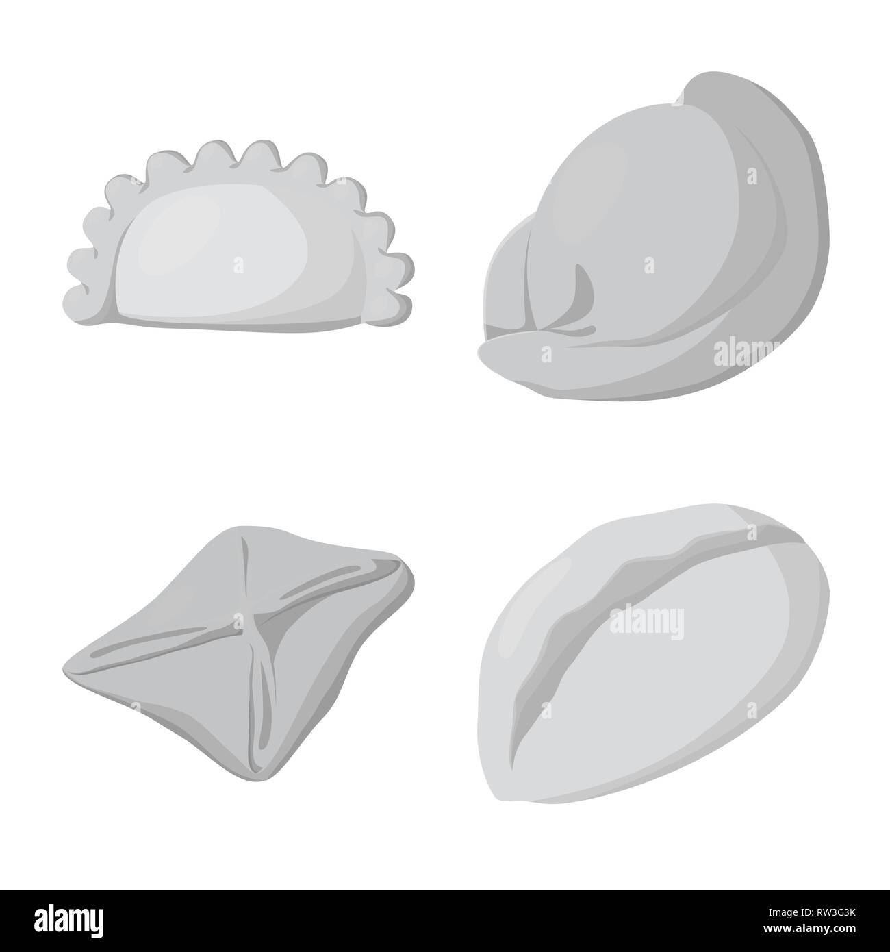 Vector illustration of dumplings and stuffed sign. Set of dumplings and ...