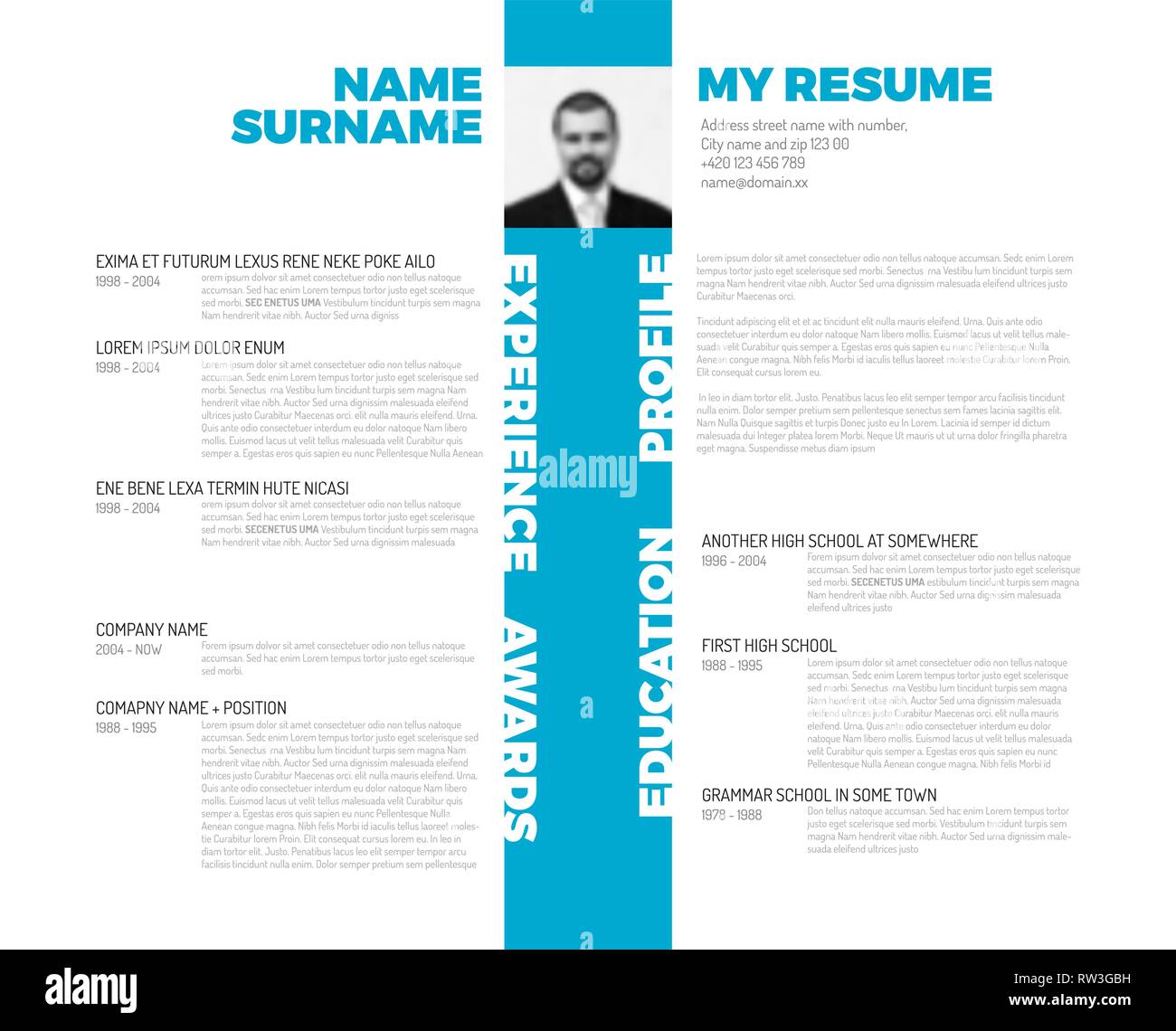 Vector minimalist cv / resume template - minimalistic colorful version ...