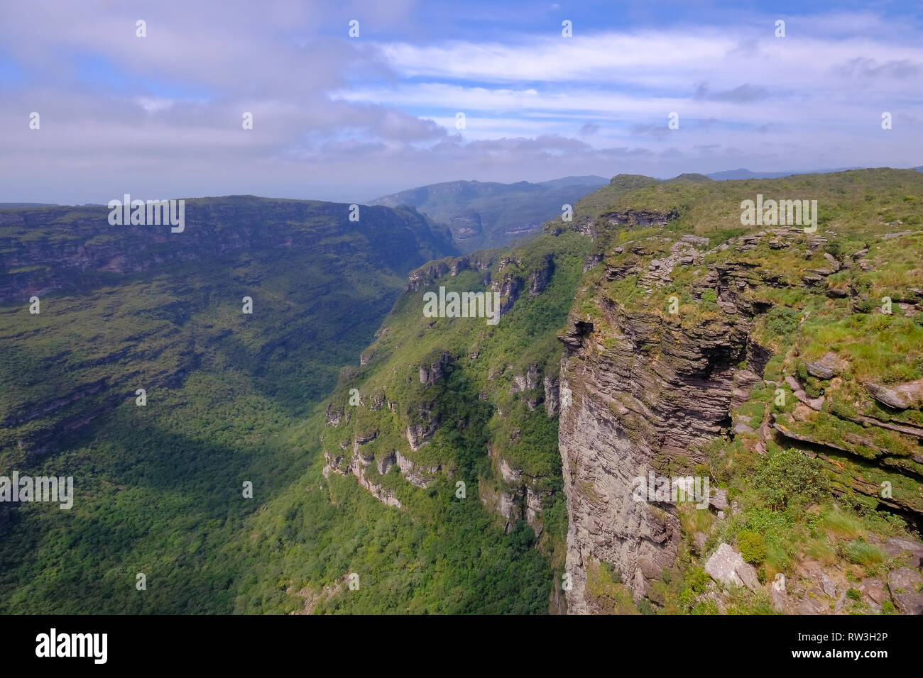 View of landscape at Cachoeira Da Fumaca, Smoke Waterfall, in Vale Do ...