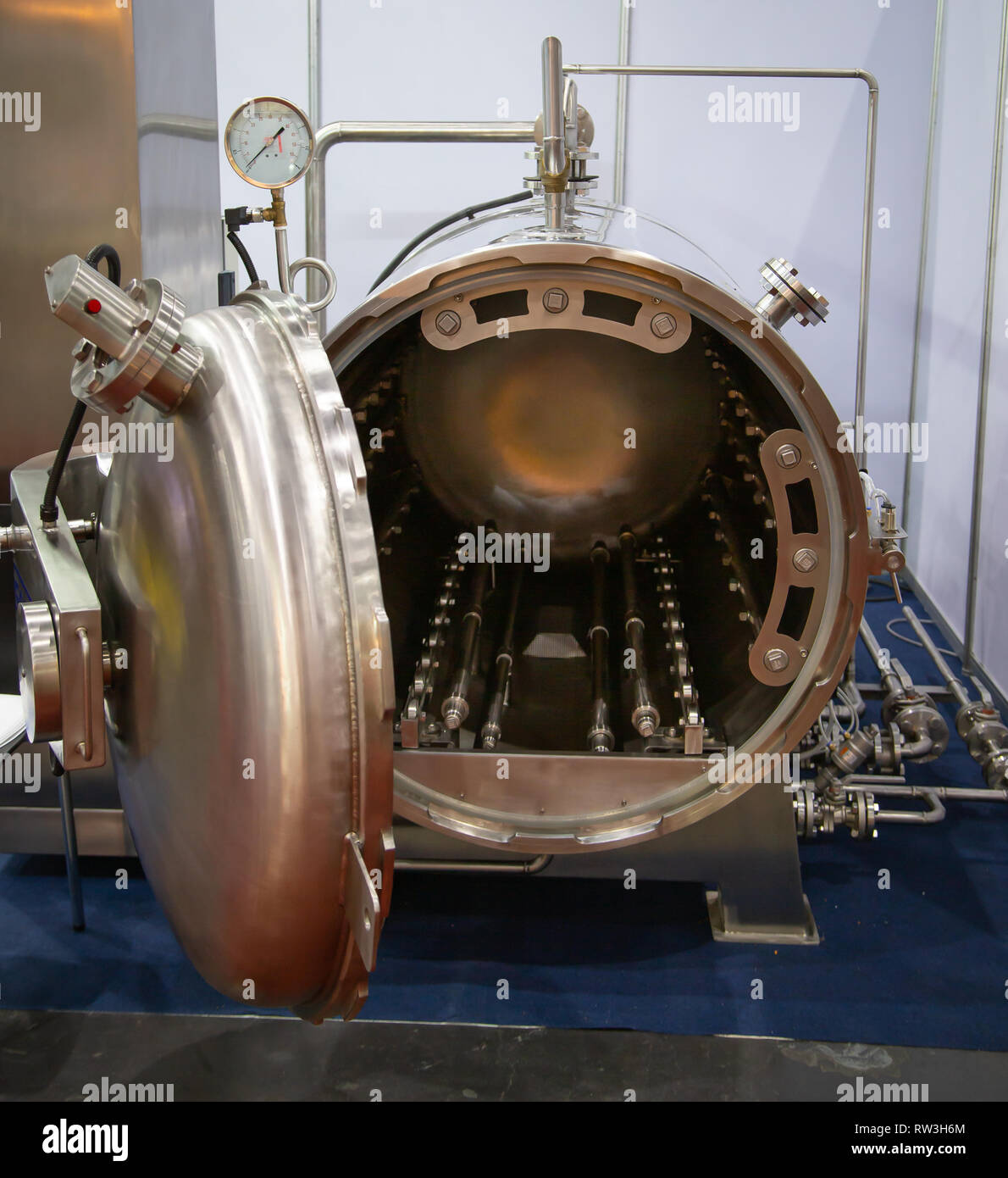 Automated batch retort sterilizer for food industry Stock Photo - Alamy