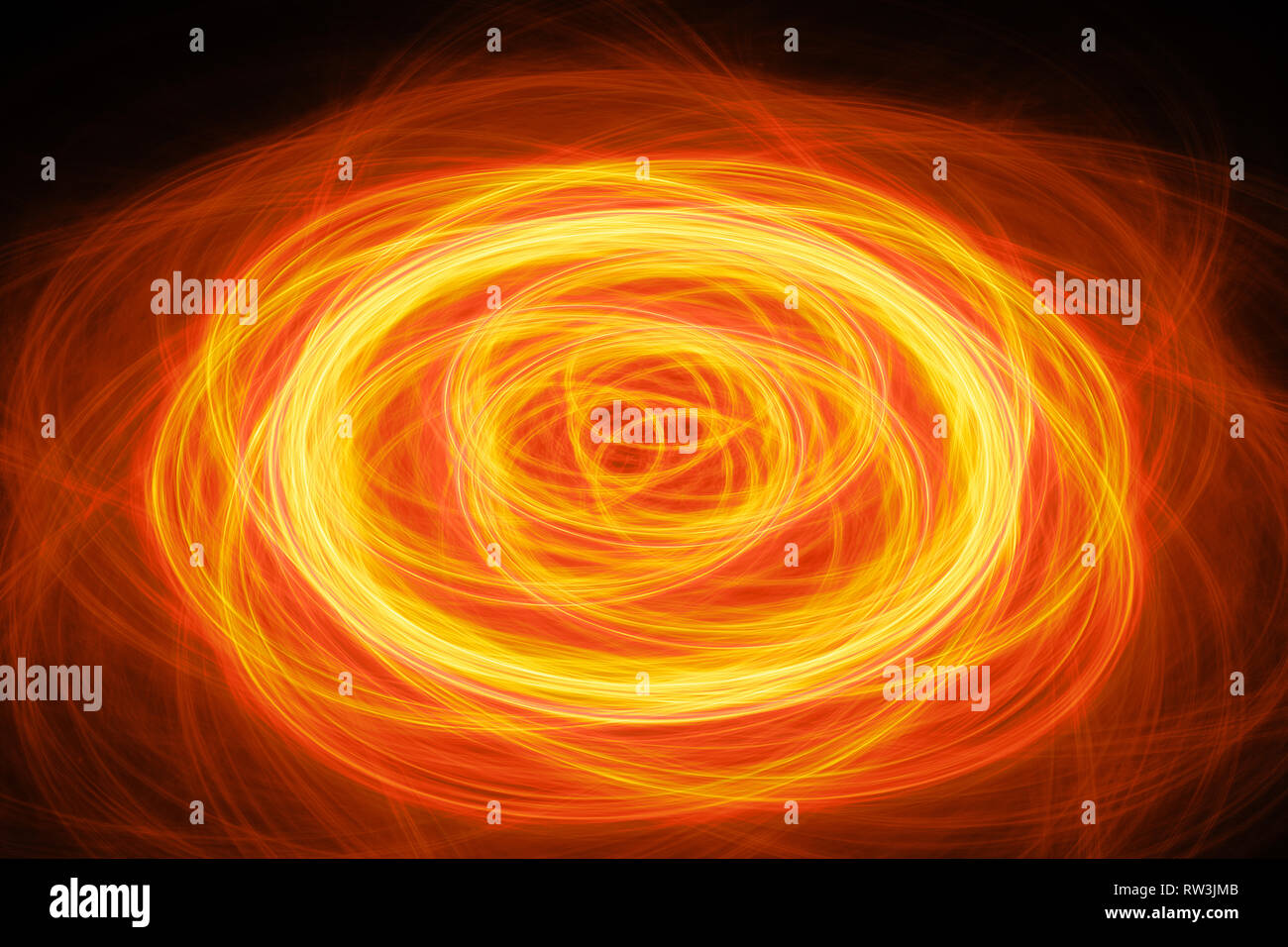 Fiery glowing concentric circular portal in space, computer generated abstract background, 3D ...