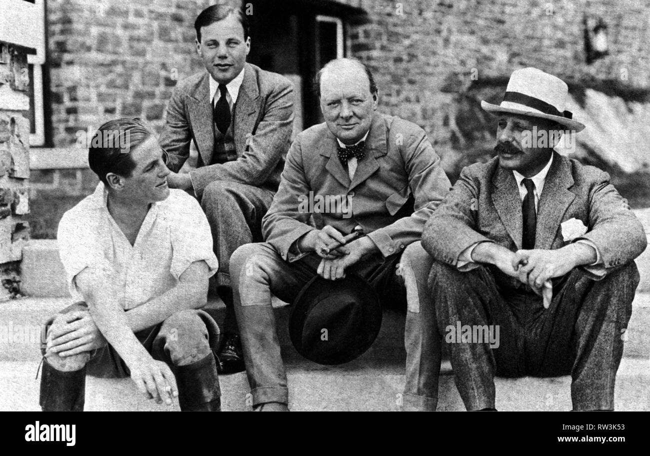 Winston Churchill with his son Randolph,nephew Jon -George and his ...