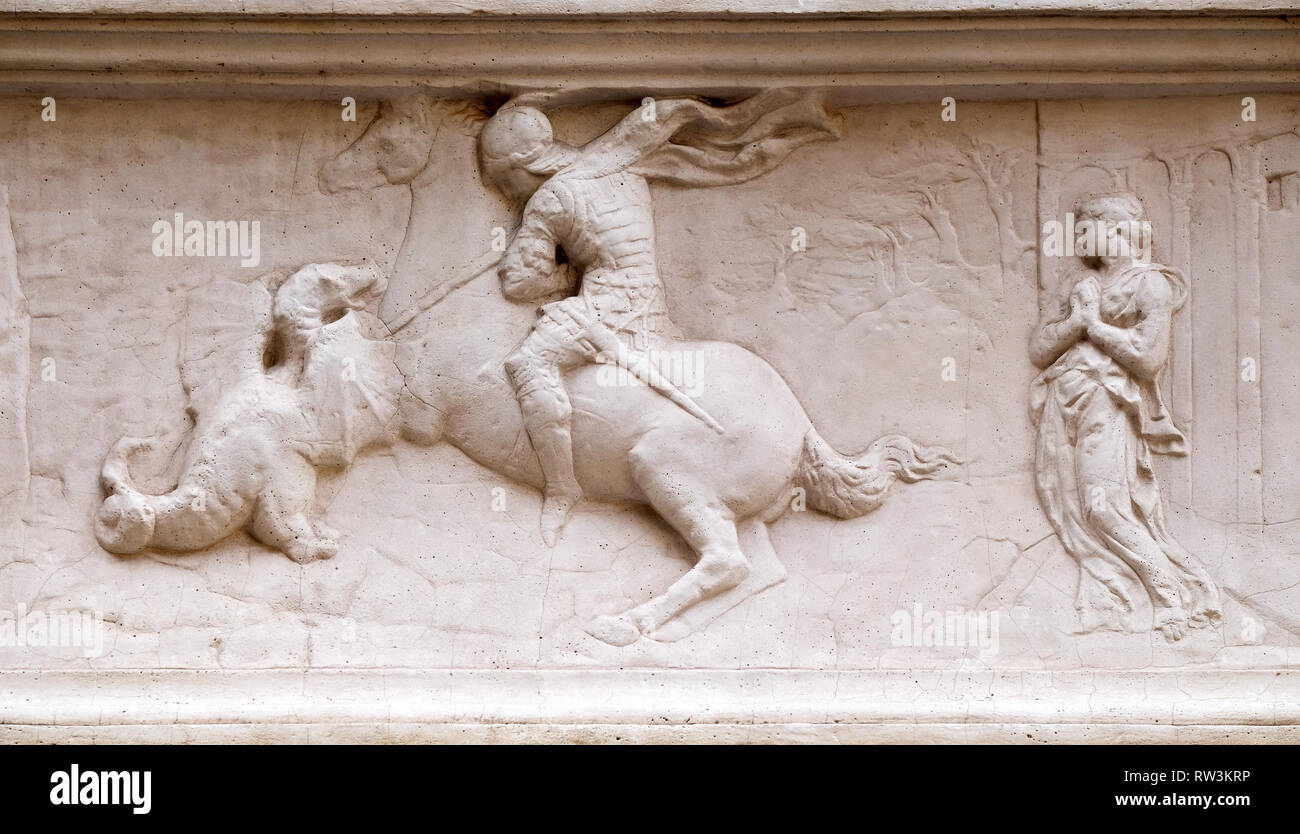 Saint George freeing the Princess, marble, Donato di Niccolò di Betto ...
