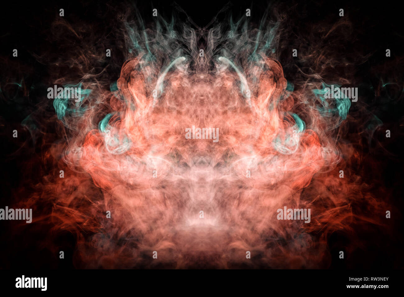 Fluffy Puffs blue and red smoke and Fog in the form of a skull, monster ...