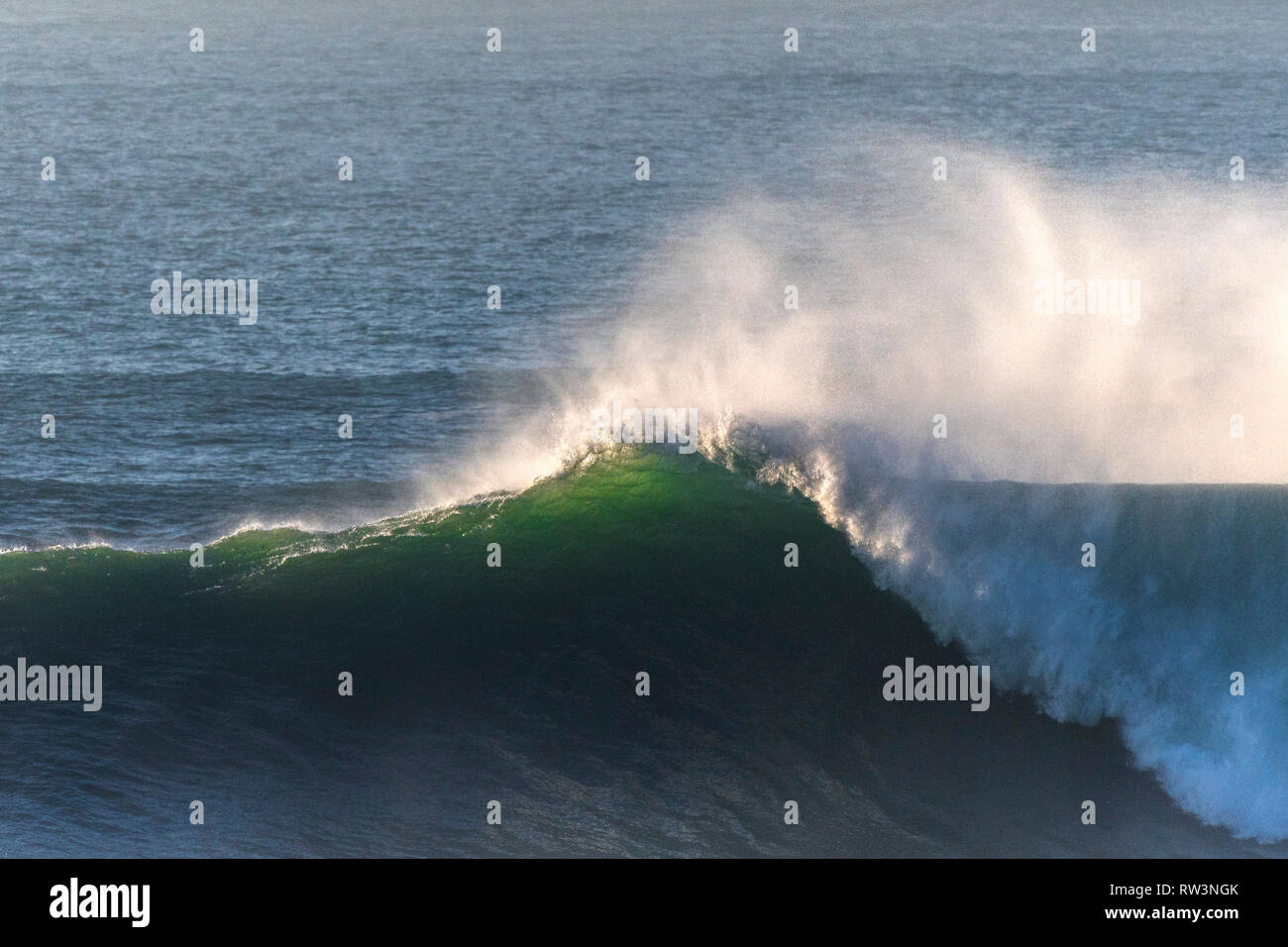 The Cribbar a large wave breaking off the coast of Newquay Cornwall ...