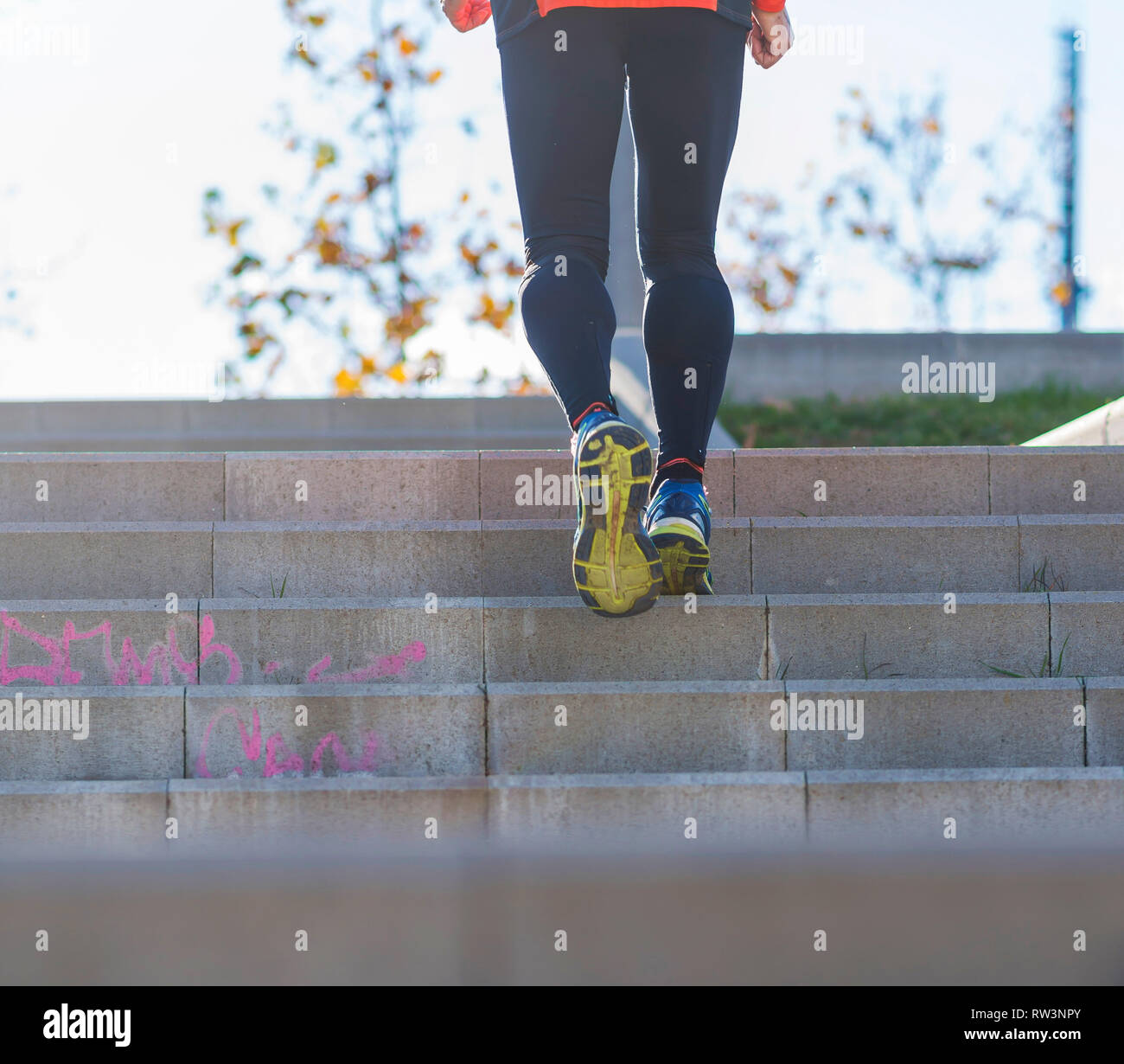 Mature man running up stairs hi-res stock photography and images - Alamy