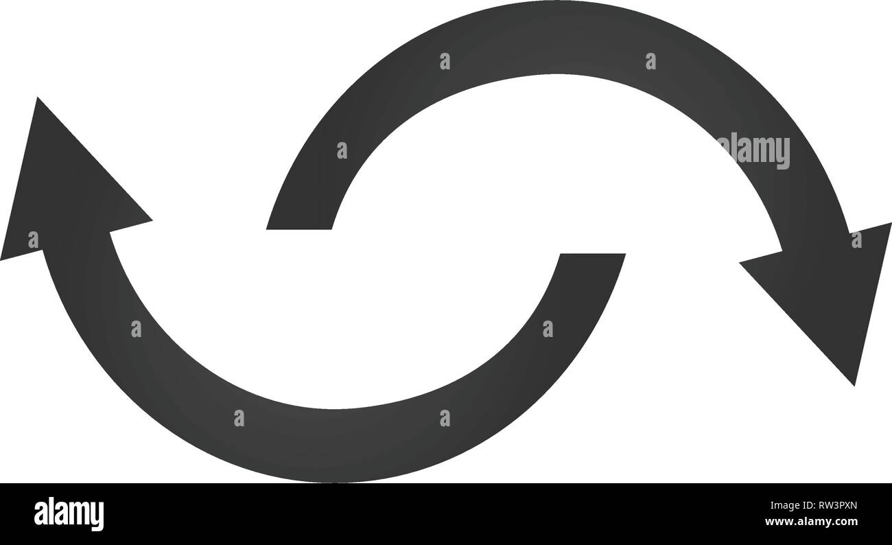 Spinning, rotating arrows. Flat vector web icon or sign on grey ...