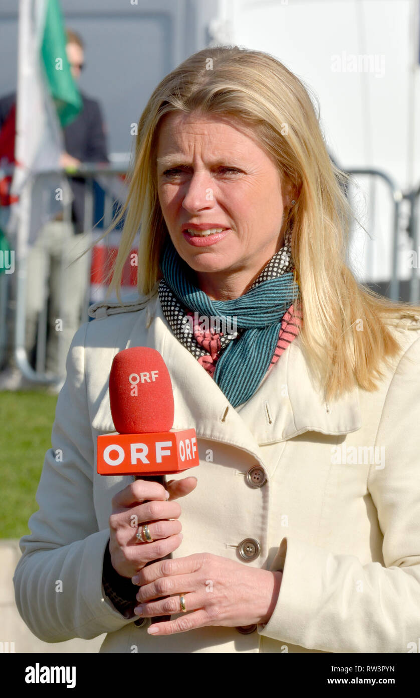 Eva Pöcksteiner - reporter for ORF (Austrian) Television, reporting on ...