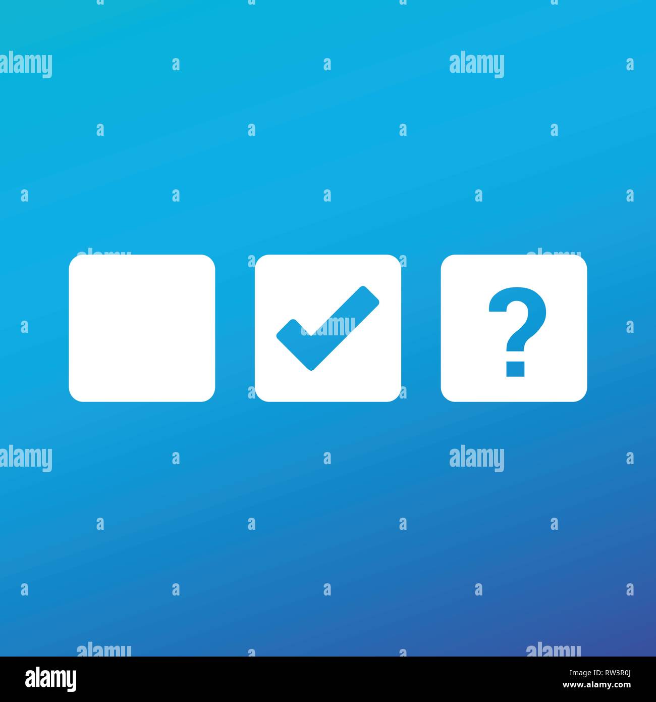 Check box blank, checkmark and Question mark, tick check mark, approval ...
