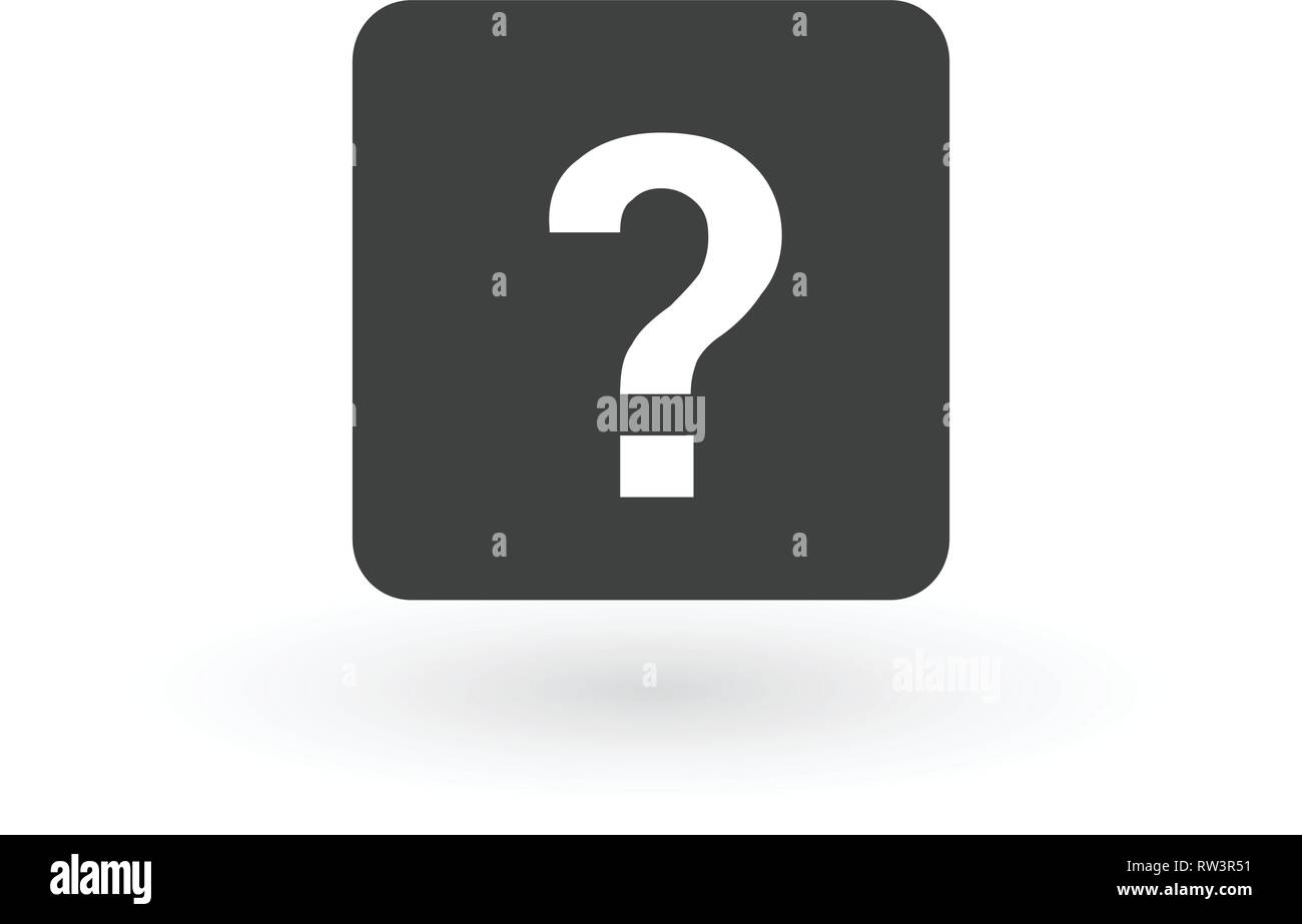 Black square button with white question mark sign, vector design for ...