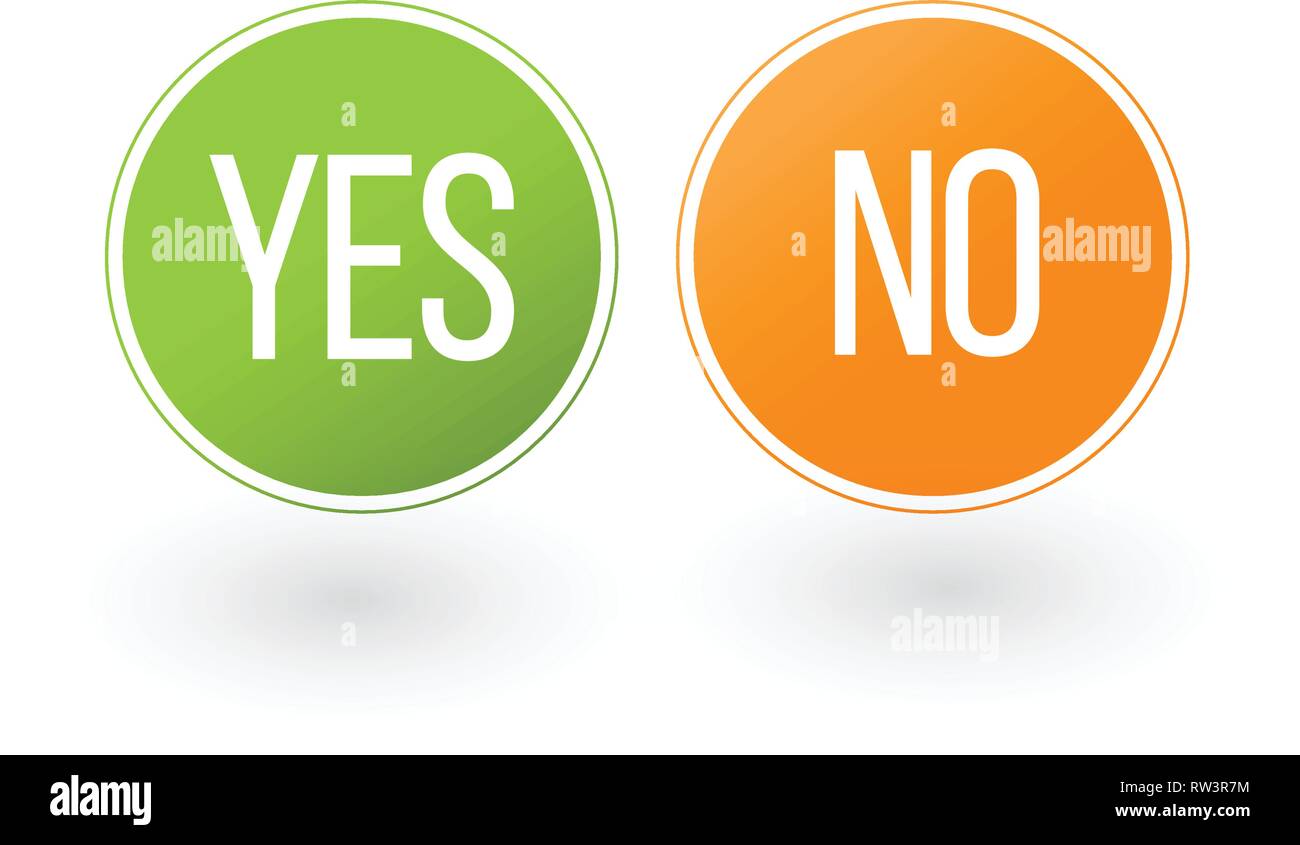 Yes and No Button Icons, vector illustration isolated on white Stock ...