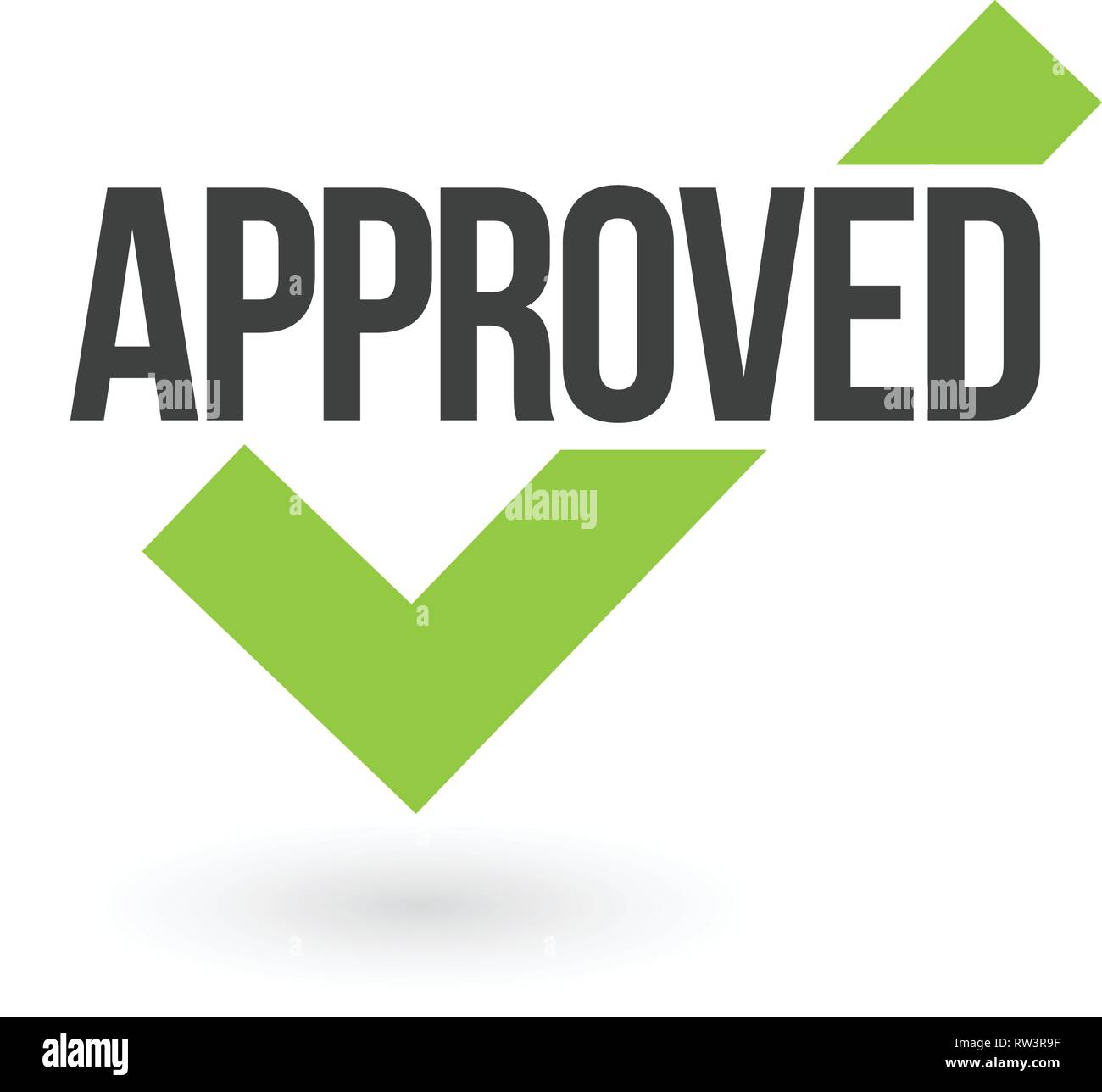 Approved green tick stamp, vector illustration isolated on white Stock ...