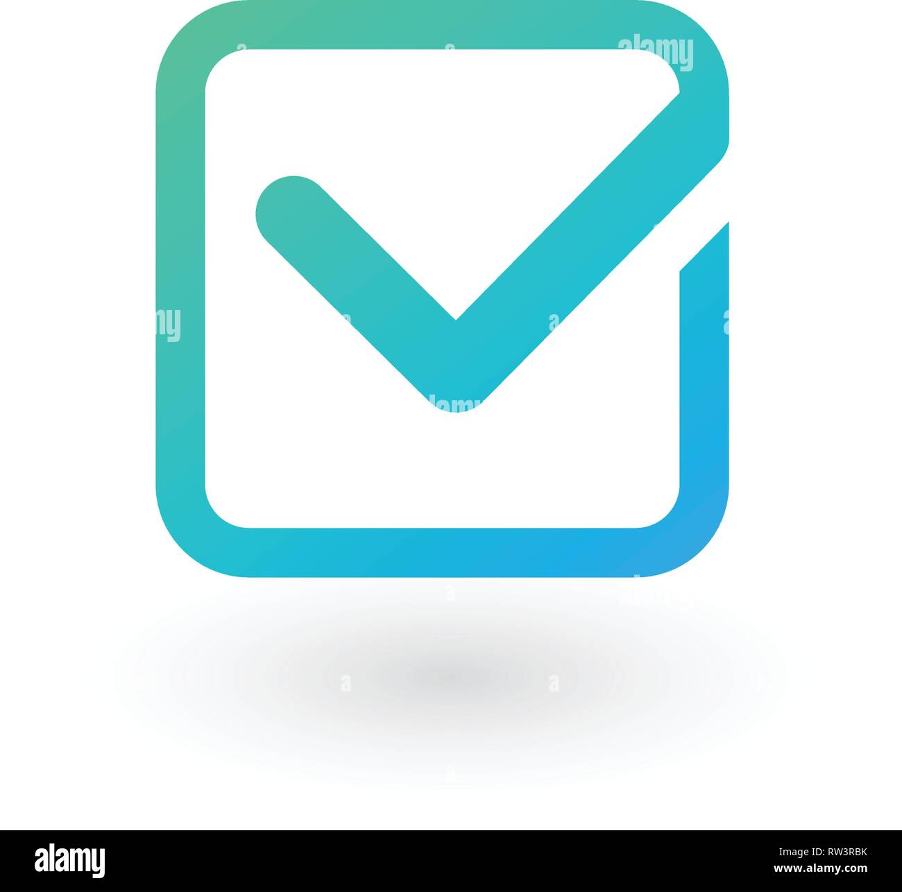 Illustration of check mark icon in square, vector illustration isolated ...