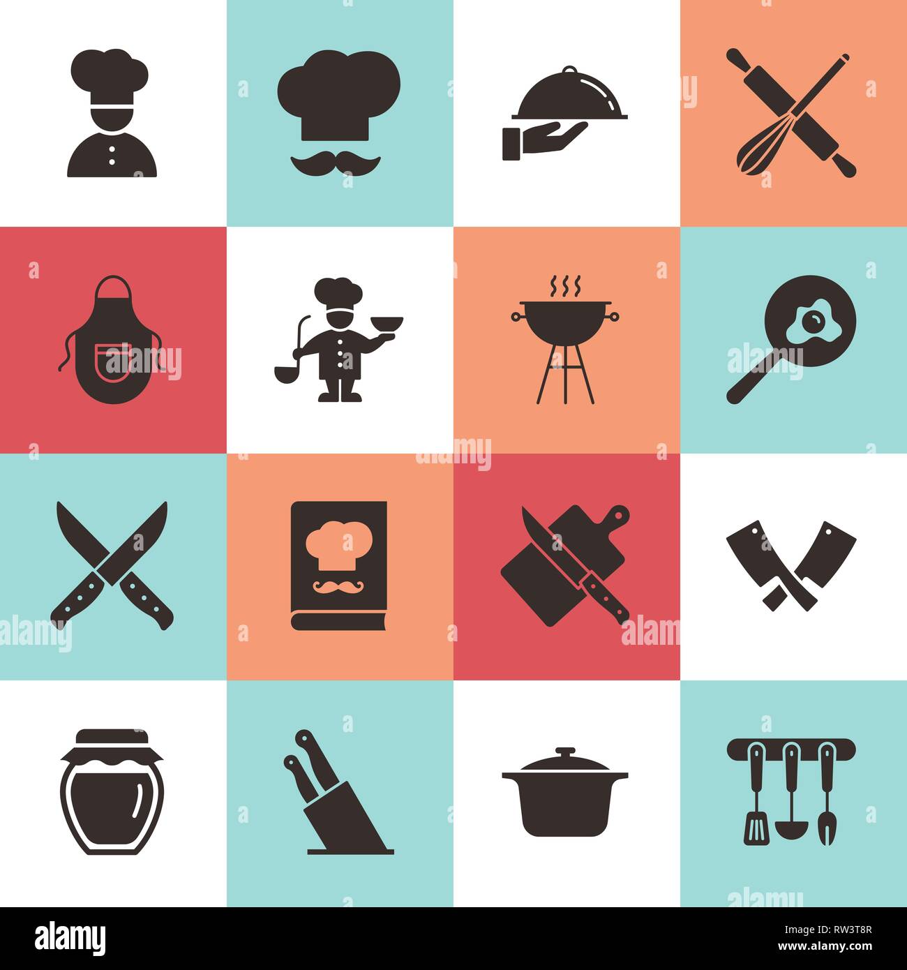 Set of clean icons featuring various kitchen utensils and cooking ...
