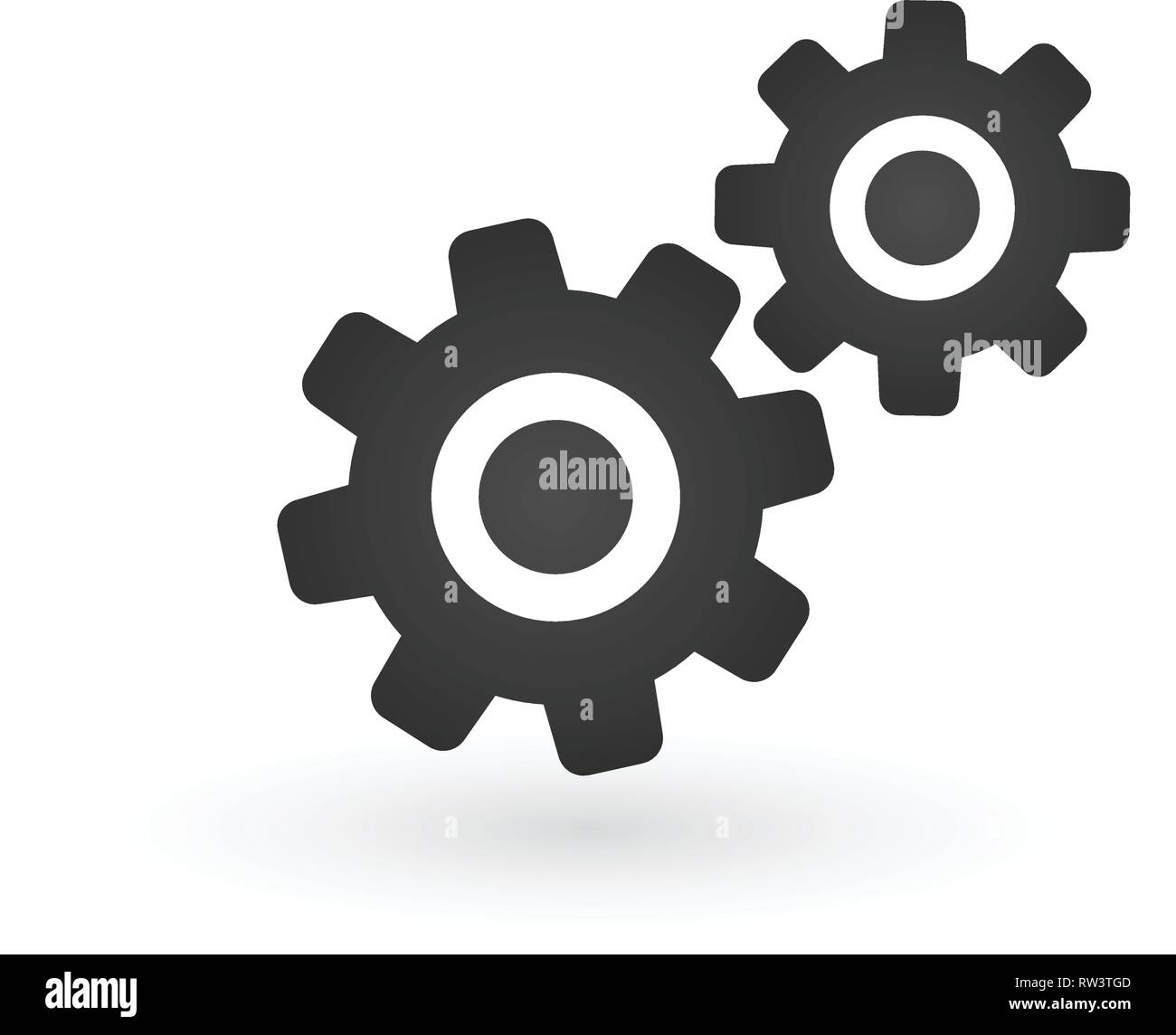 Simple illustration of two gear wheels in grey colors. vector ...
