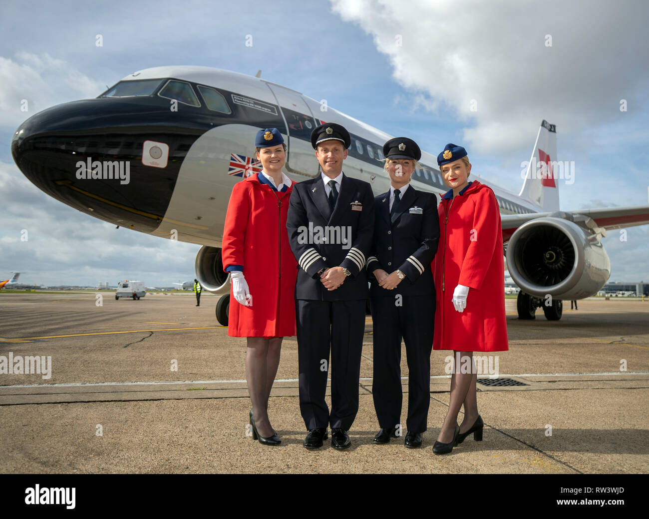 British Airways staff members (left to right) Laura Molloy, Captain ...